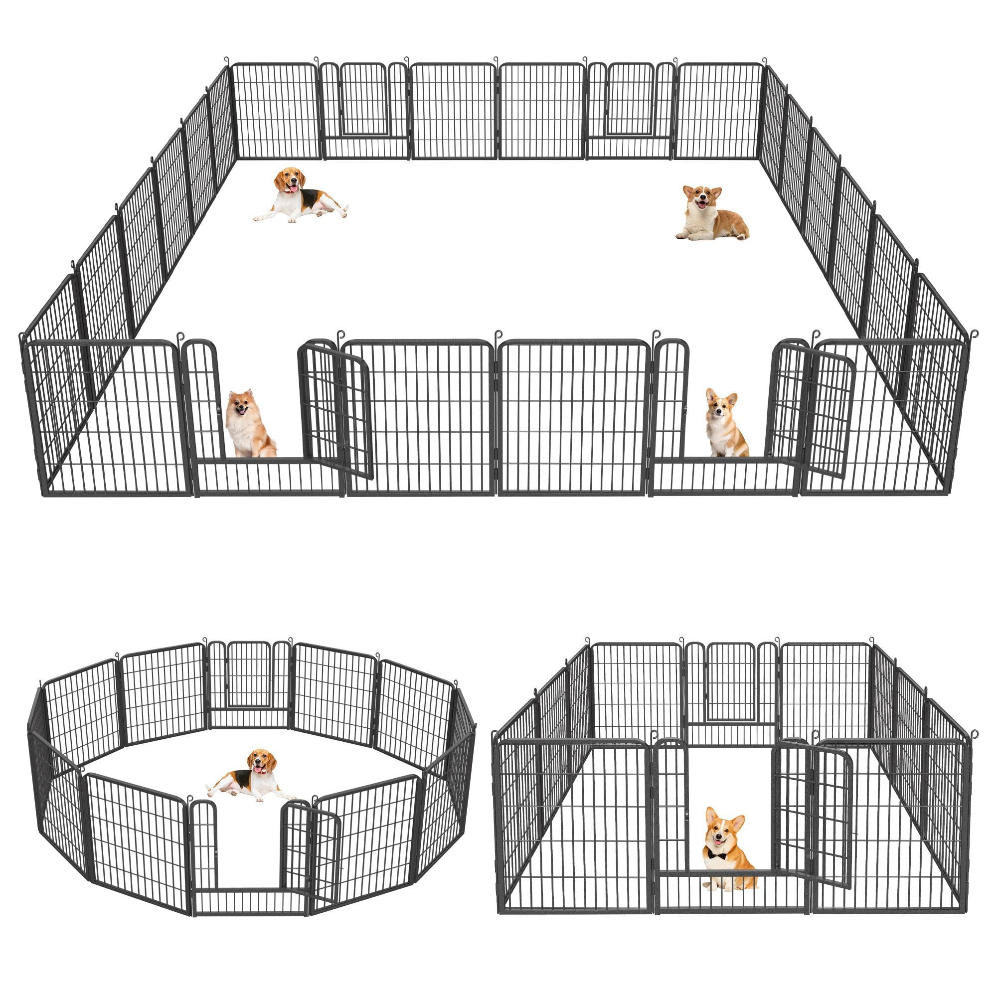 Txh001 Dog Playpen Outdoor, 24 Panels 32inch Indoor Dog Pen with Doors ...