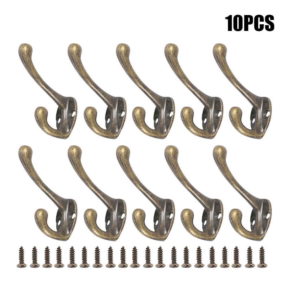 Fznkrag 10PCS Dual Coat Hooks, Wall Mounted Metal Hooks, Rustic Retro ...