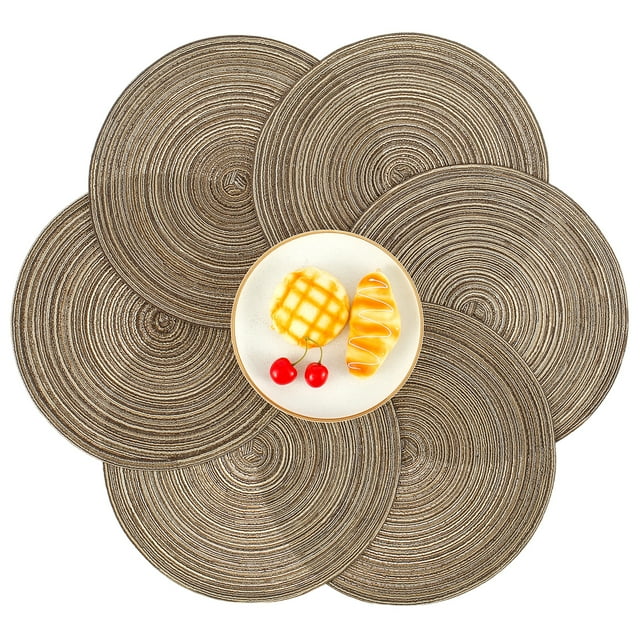 Txkrhwa 15inch 6PCS Round Braided Placemats Kits Table Mats for Dining ...