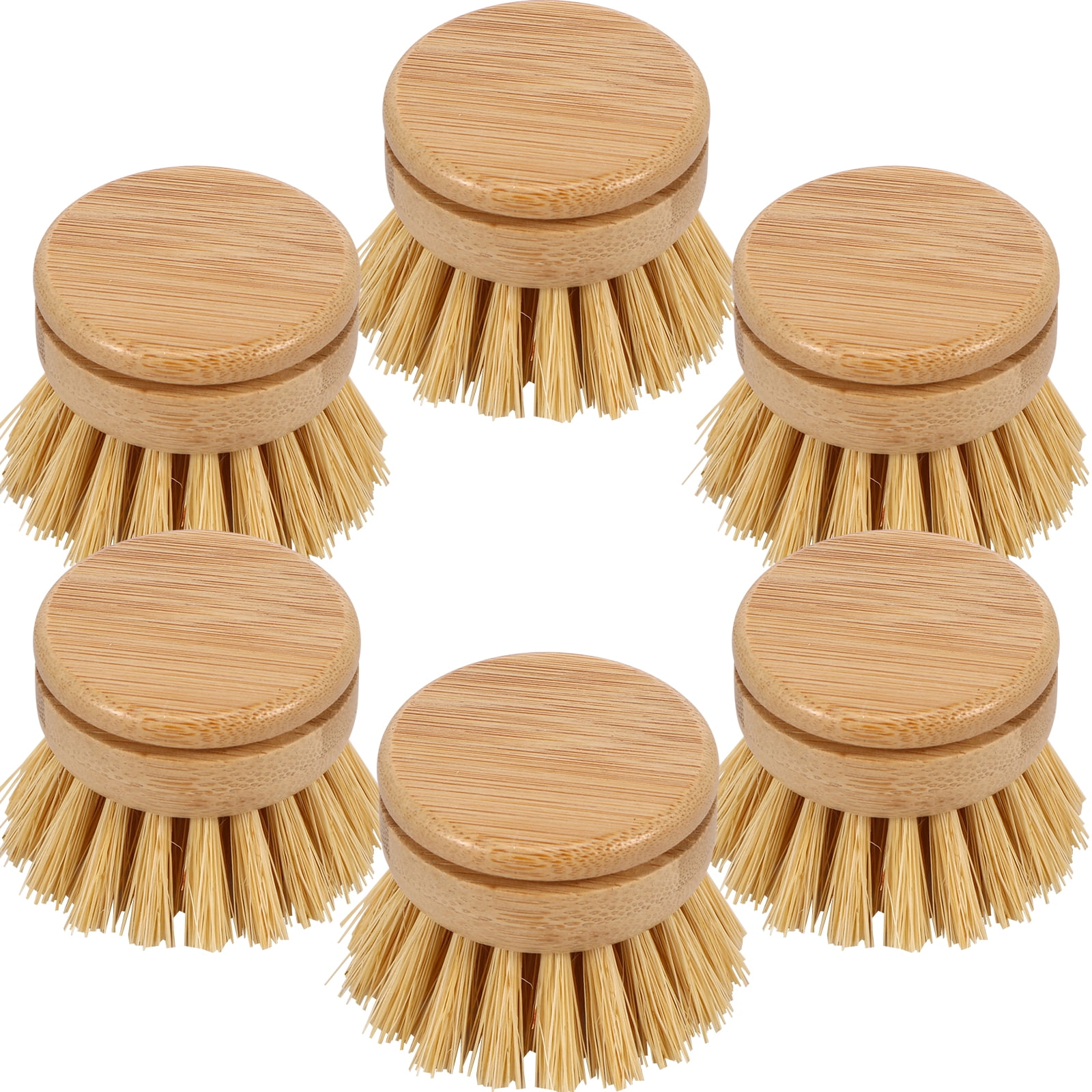 Txkrhwa 6PCS Bamboo Scrubber Brushes, Bamboo Dish Brush Head, Eco ...