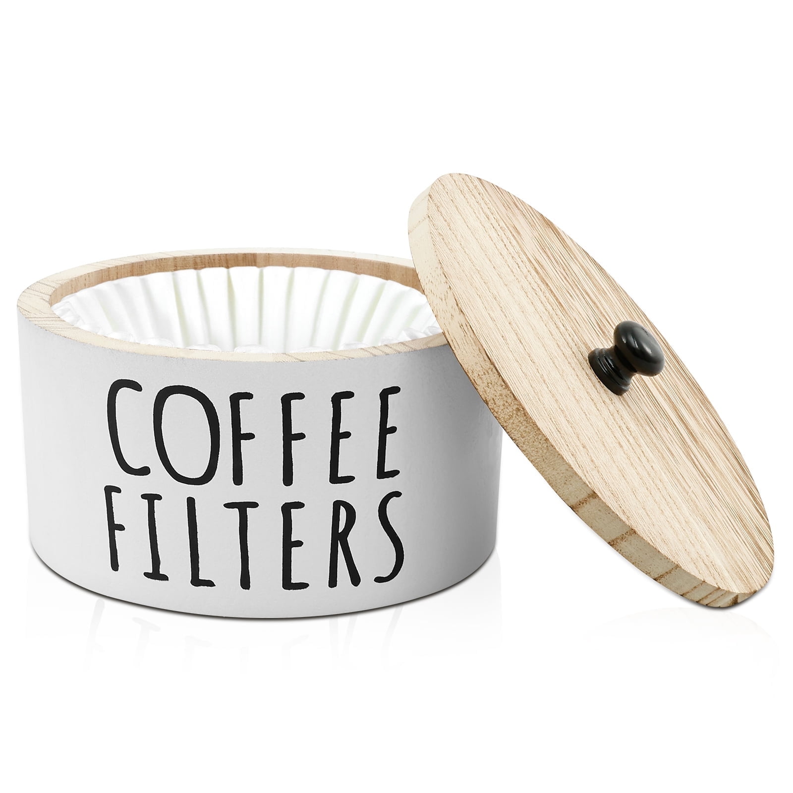 Txkrhwa Coffee Filter Dispenser, Wooden Coffee Filter Storage Container ...