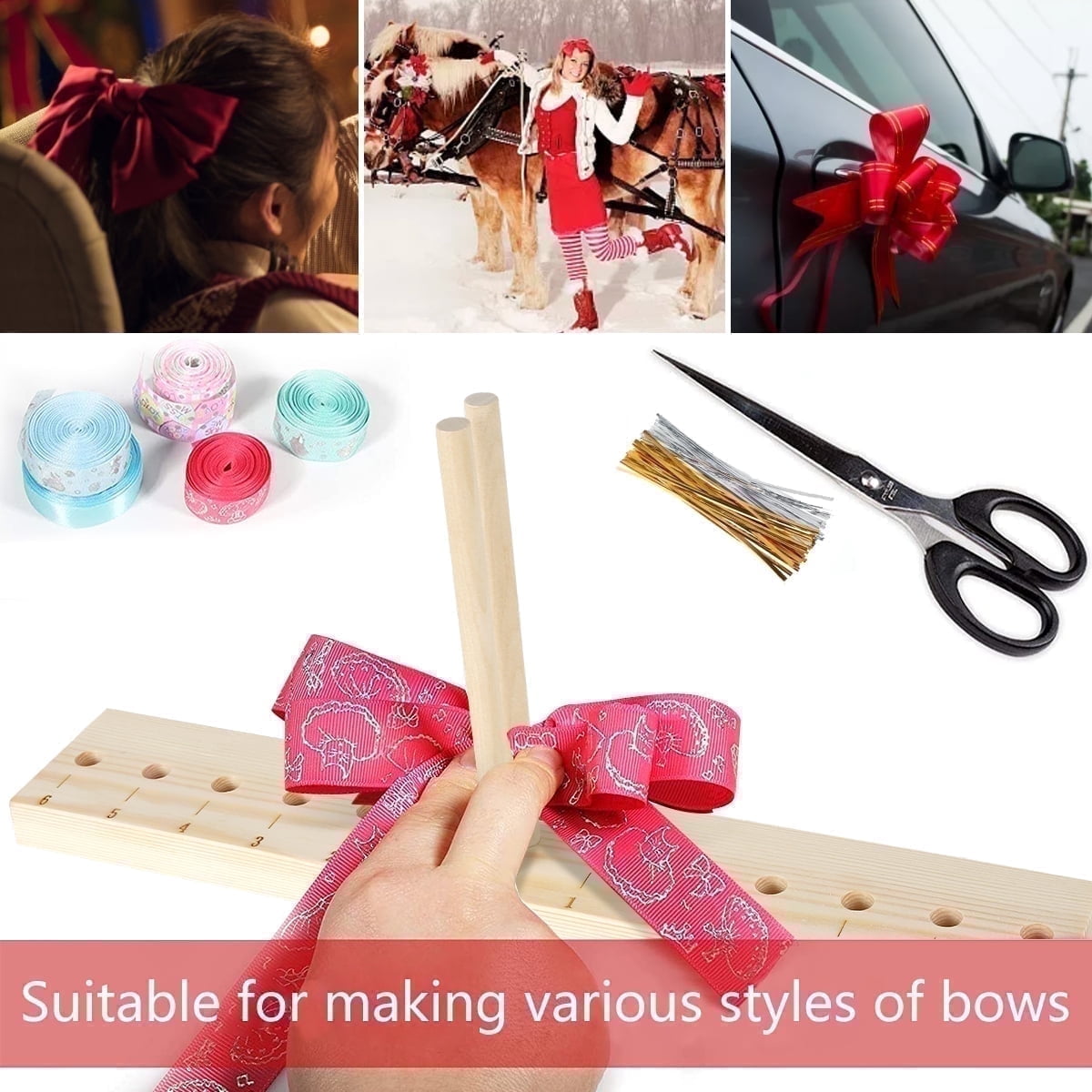 Txkrhwa Easy Bow Maker Kit, Wooden Tool for DIY Crafts, Wreaths, Hair ...