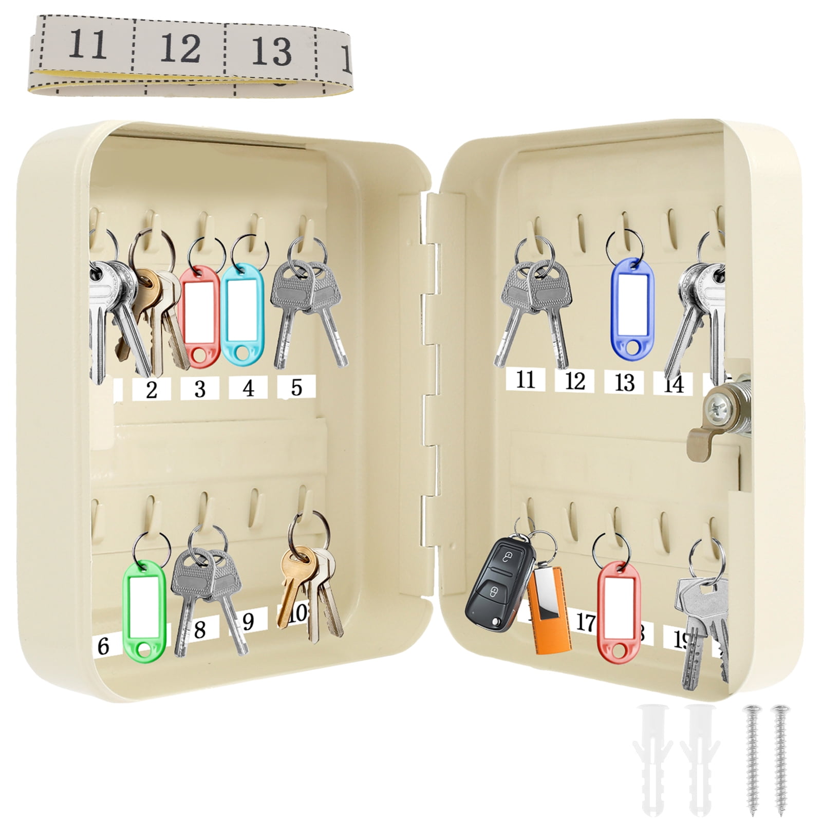 Txkrhwa Key Cabinet with Combination Lock, Wall Mounted Key Storage Box ...