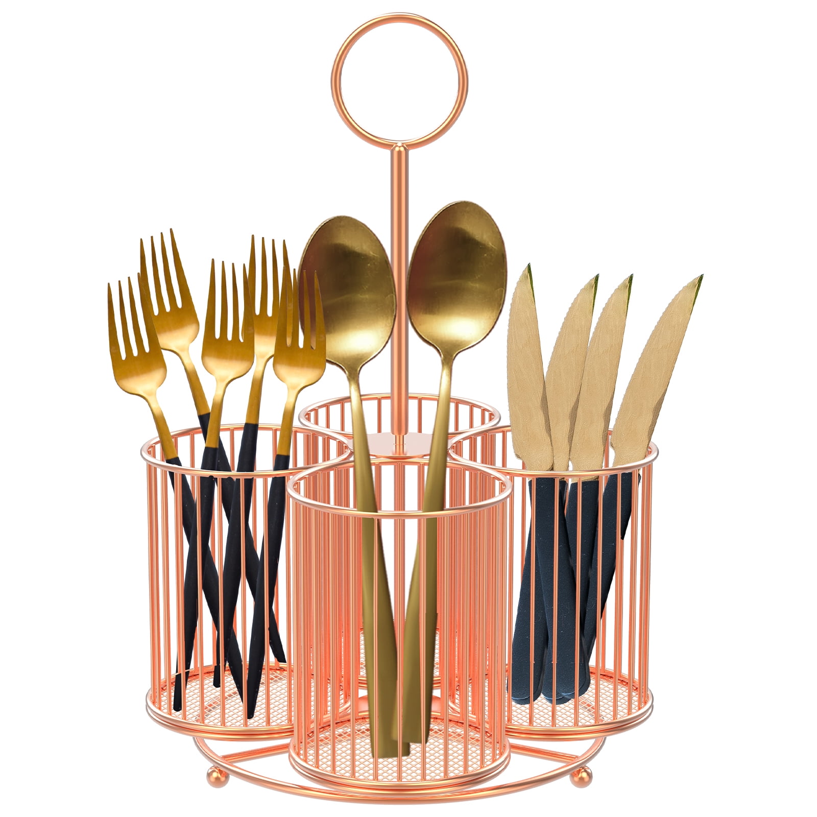 Txkrhwa Kitchen Metal Utensil Organizer with Handle, 360° Rotating ...