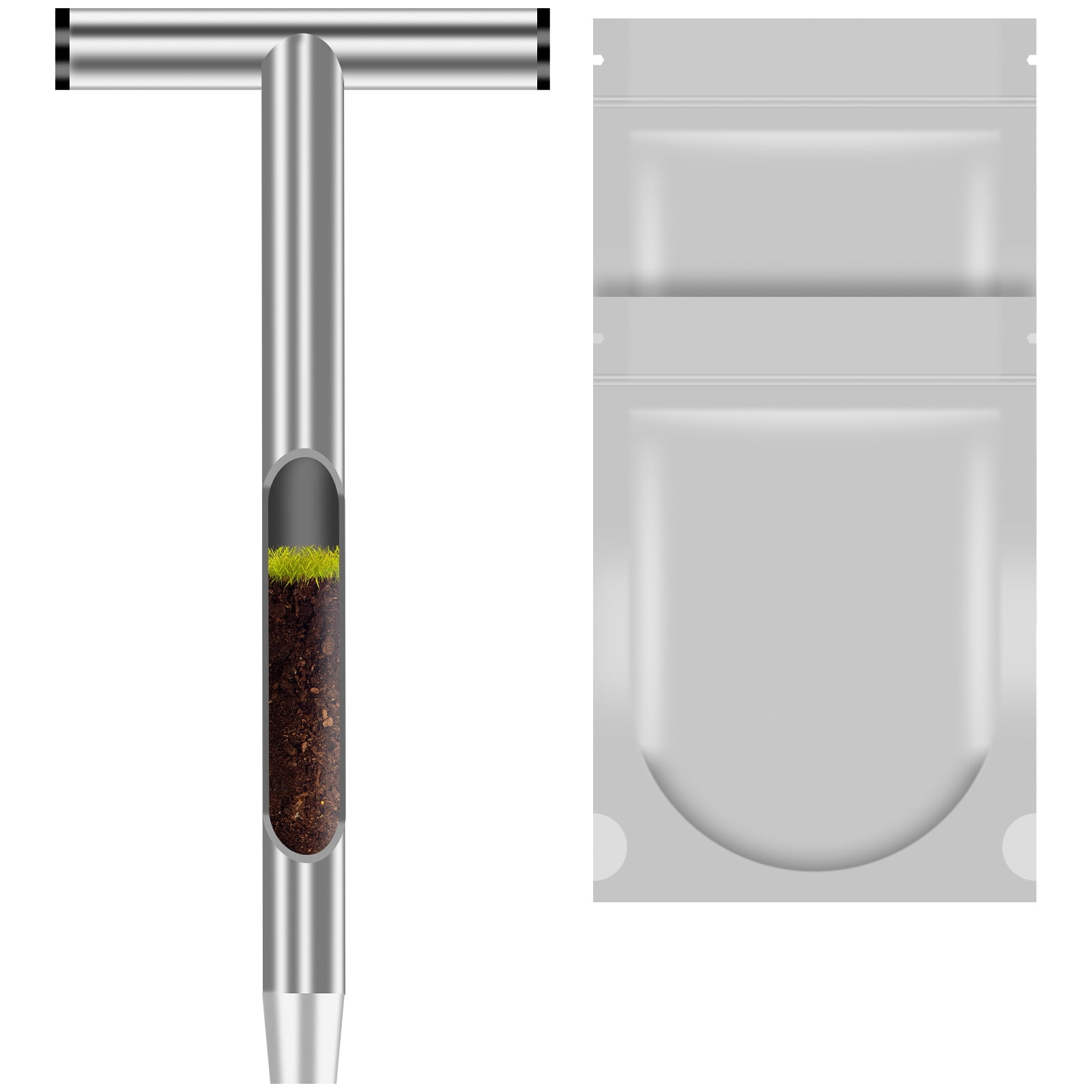 Txkrhwa T-Style Handle Soil Sample Probe, 304 Stainless Steel Soil ...
