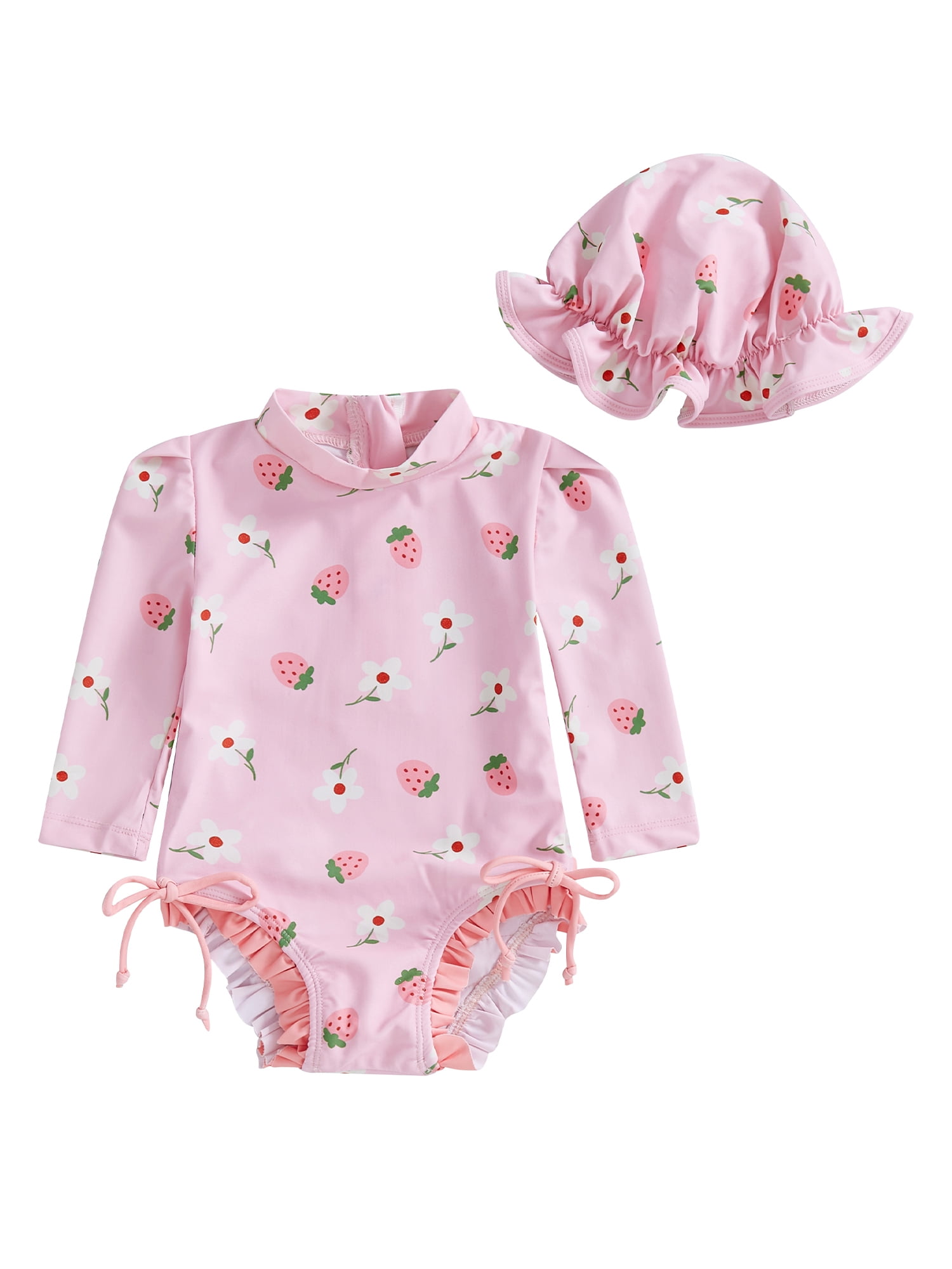 Txlixc Baby Girl Rash Guard Swimsuit Floral/Shell Print Long Sleeve ...