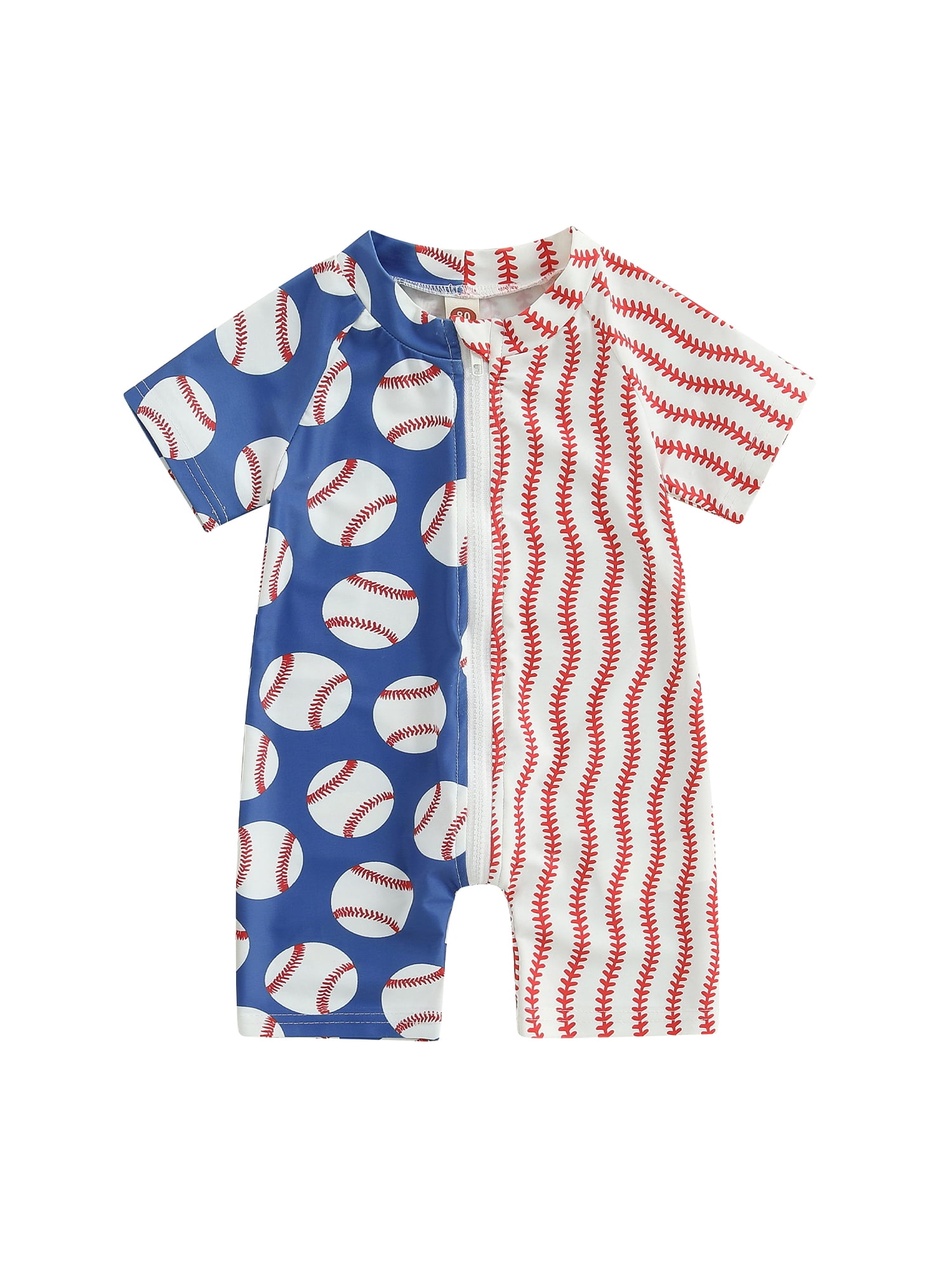 Txlixc Boys Rash Guard Swimsuit Short Sleeve Round Neck Zip Up Baseball ...