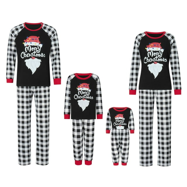 Txlixc Family Matching Christmas Pajamas Set, Letter Santa Hat Print ...