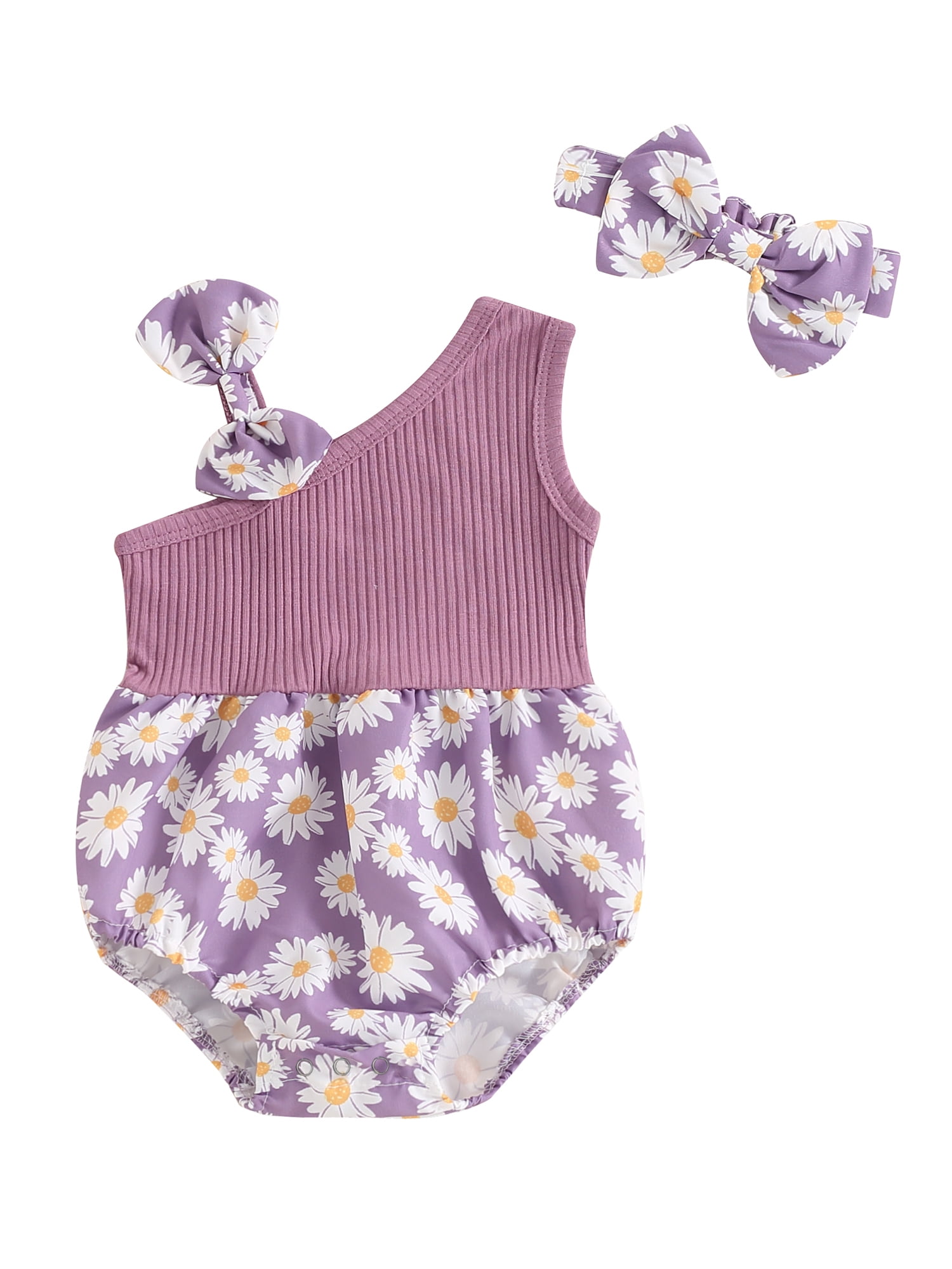 Txlixc Infant Baby Girl Summer Romper 0-18Months Floral Print Patchwork ...