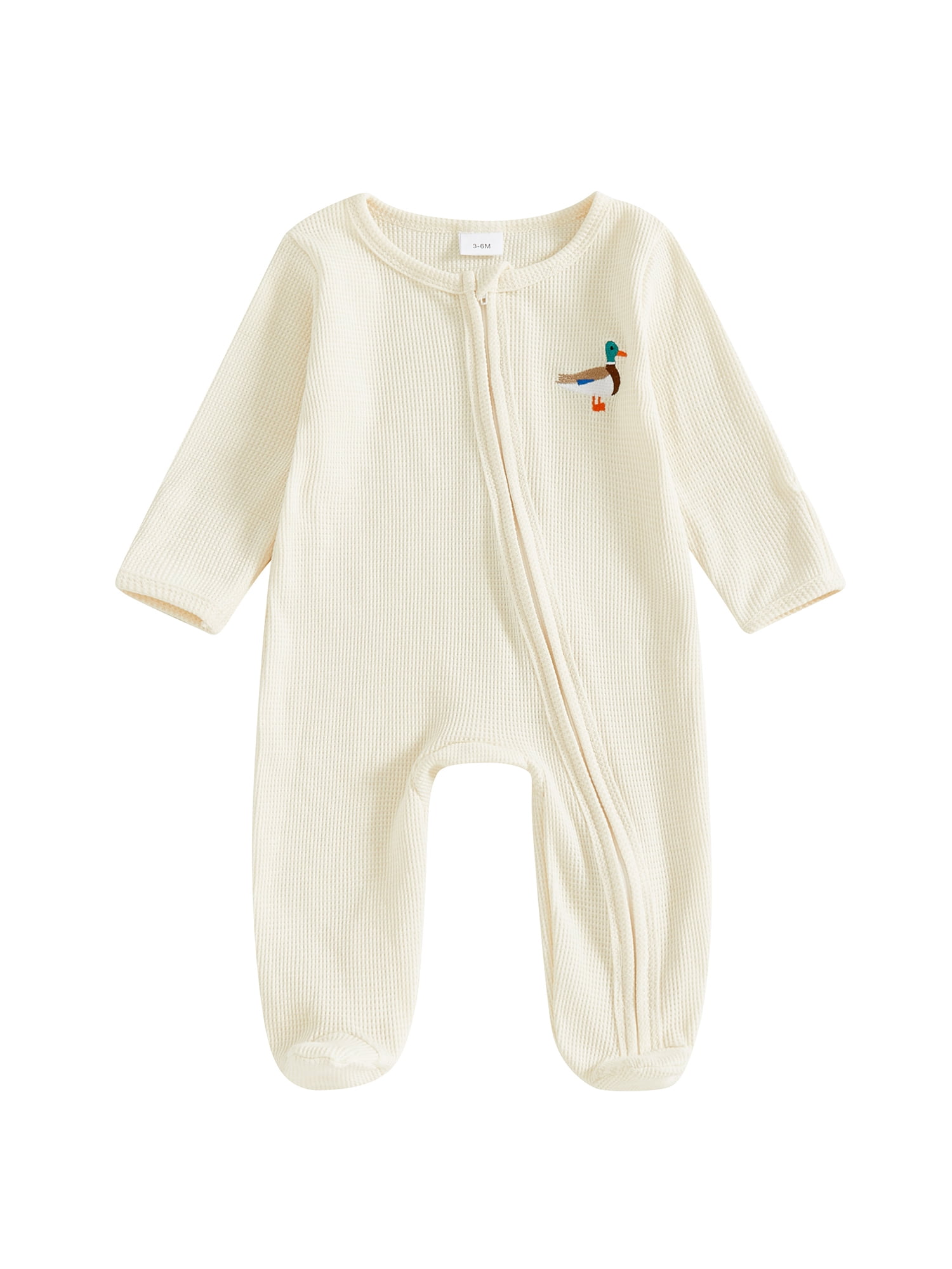 Txlixc Newborn Baby Fall Romper Duck Embroidery Long Sleeve Zip Up ...