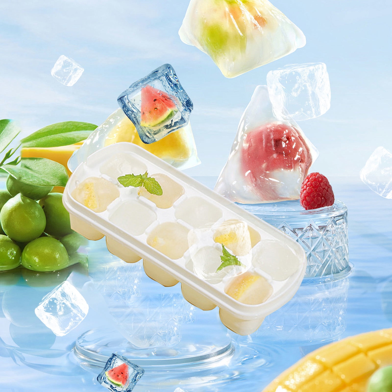 Txmfgh 10-Reseau Ice Tray Set Kitchen DIY Ice Maker With Lid Silica Gel ...