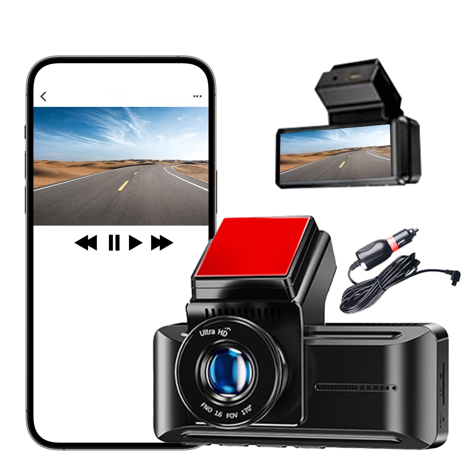 Txmfgh 1600P HD 170° Wide-Angle Car Recorder with Wi-Fi, Night Vision, and 3 Screen - Easy ...