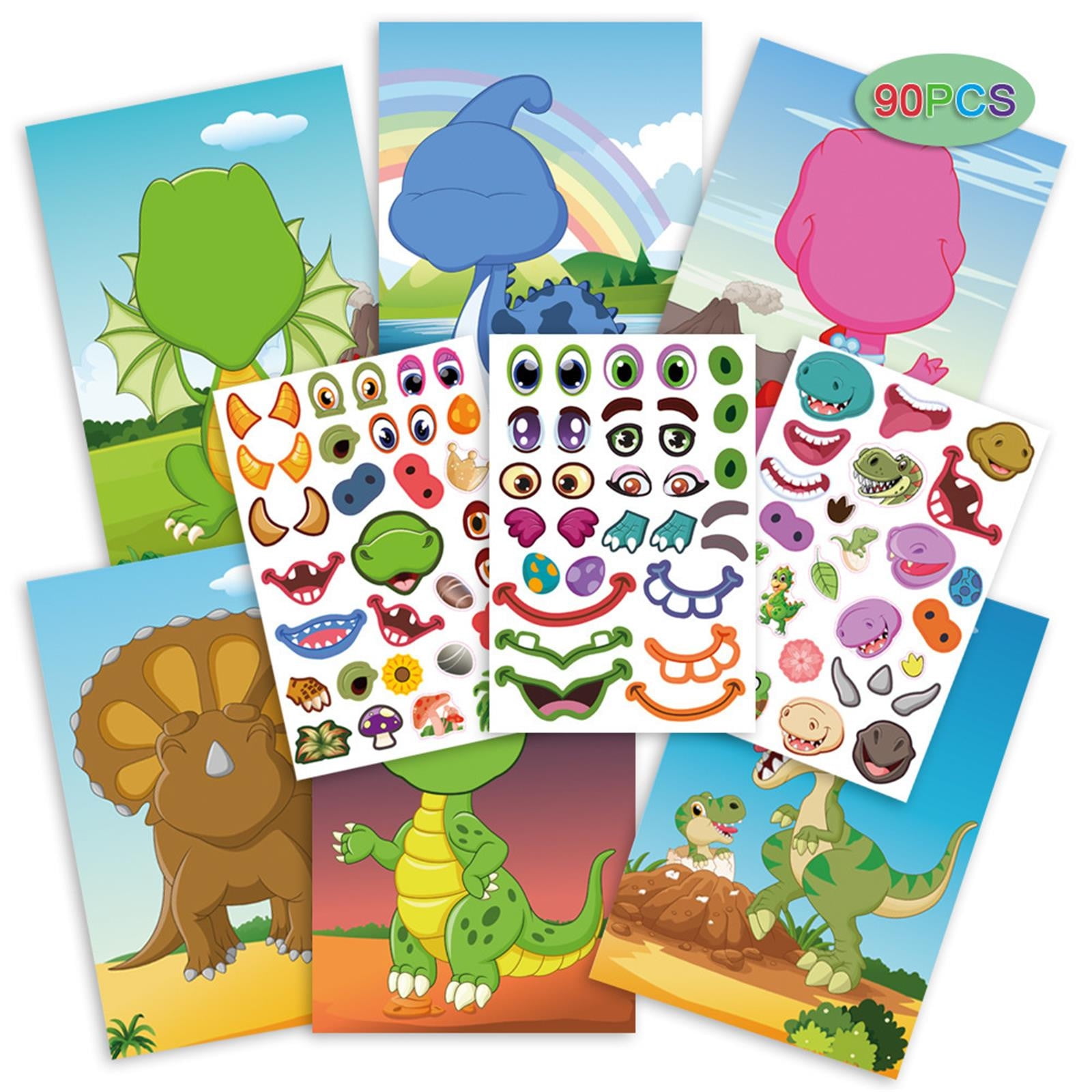 Txmfgh Animals Dinosaur Dressing Sticker Book - DIY Face Changing ...