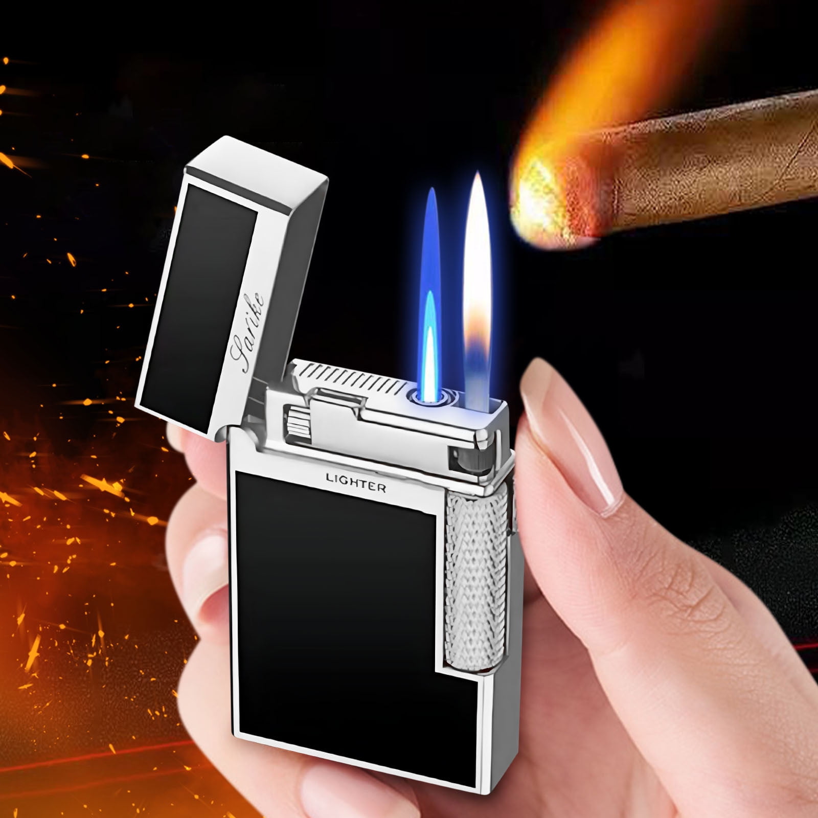 Txmfgh Crater Clear Light Inclined Fire Open Flame Wheel Lighter | Soft ...