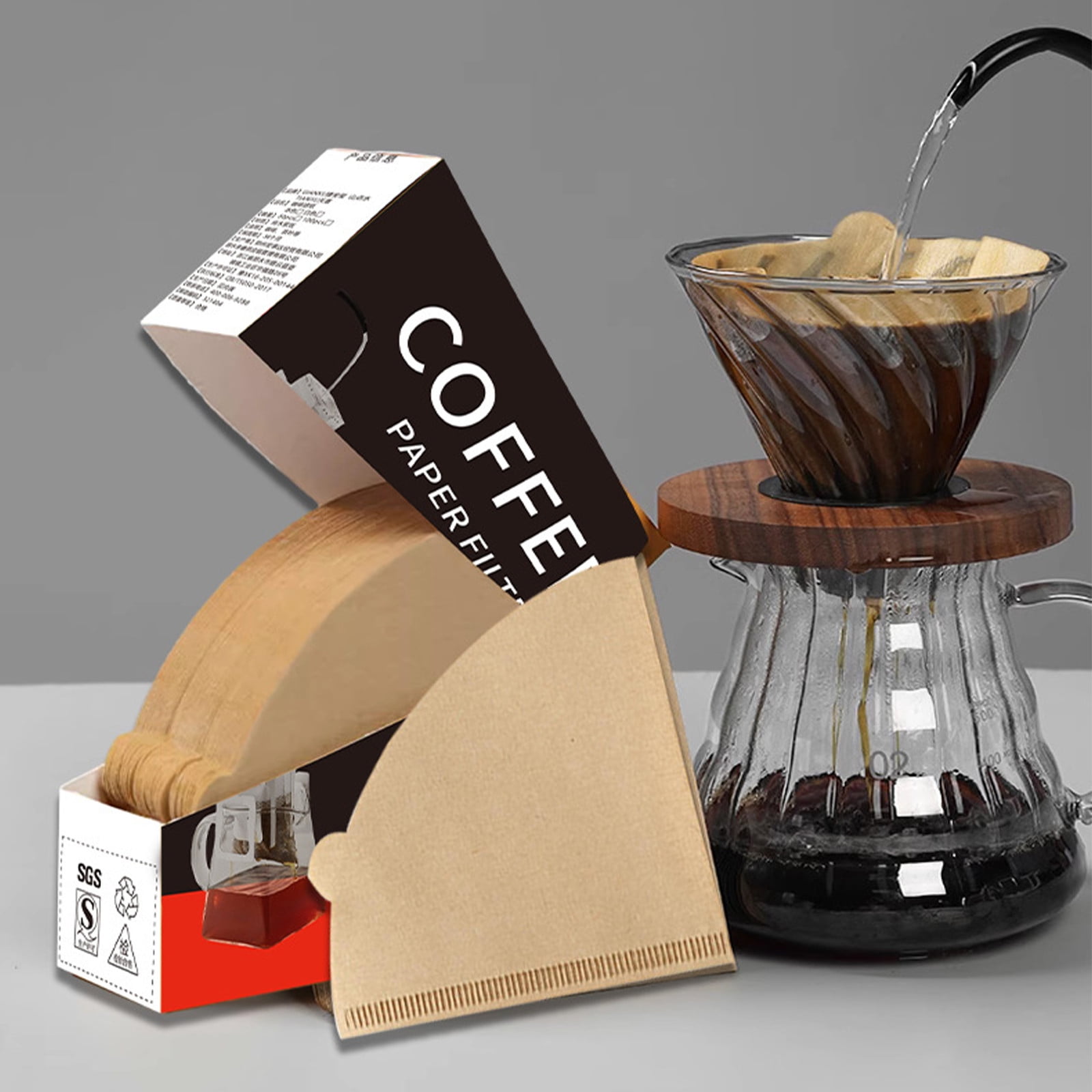 Txmfgh Drip Type V Shaped Coffee Filter Paper, Hand Brewed Wood Pulp ...