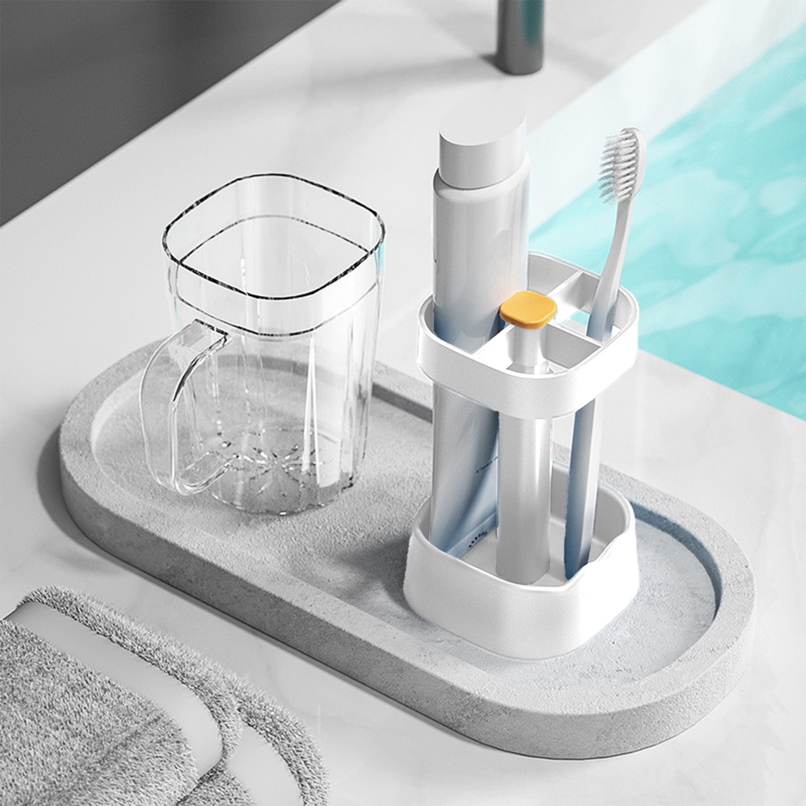 Txmfgh Integrated Bathroom Toothbrush & Toothpaste Storage Box with ...