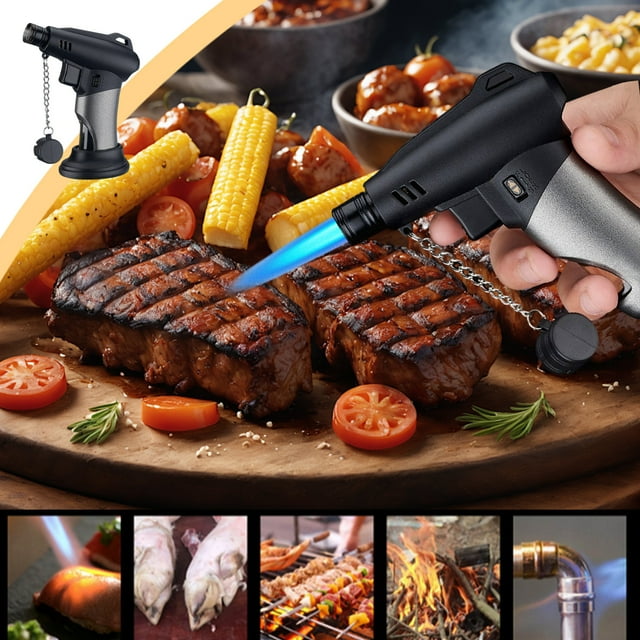 Txmfgh Refillable Butane Lighter - Windproof Kitchen Torch with Safe ...