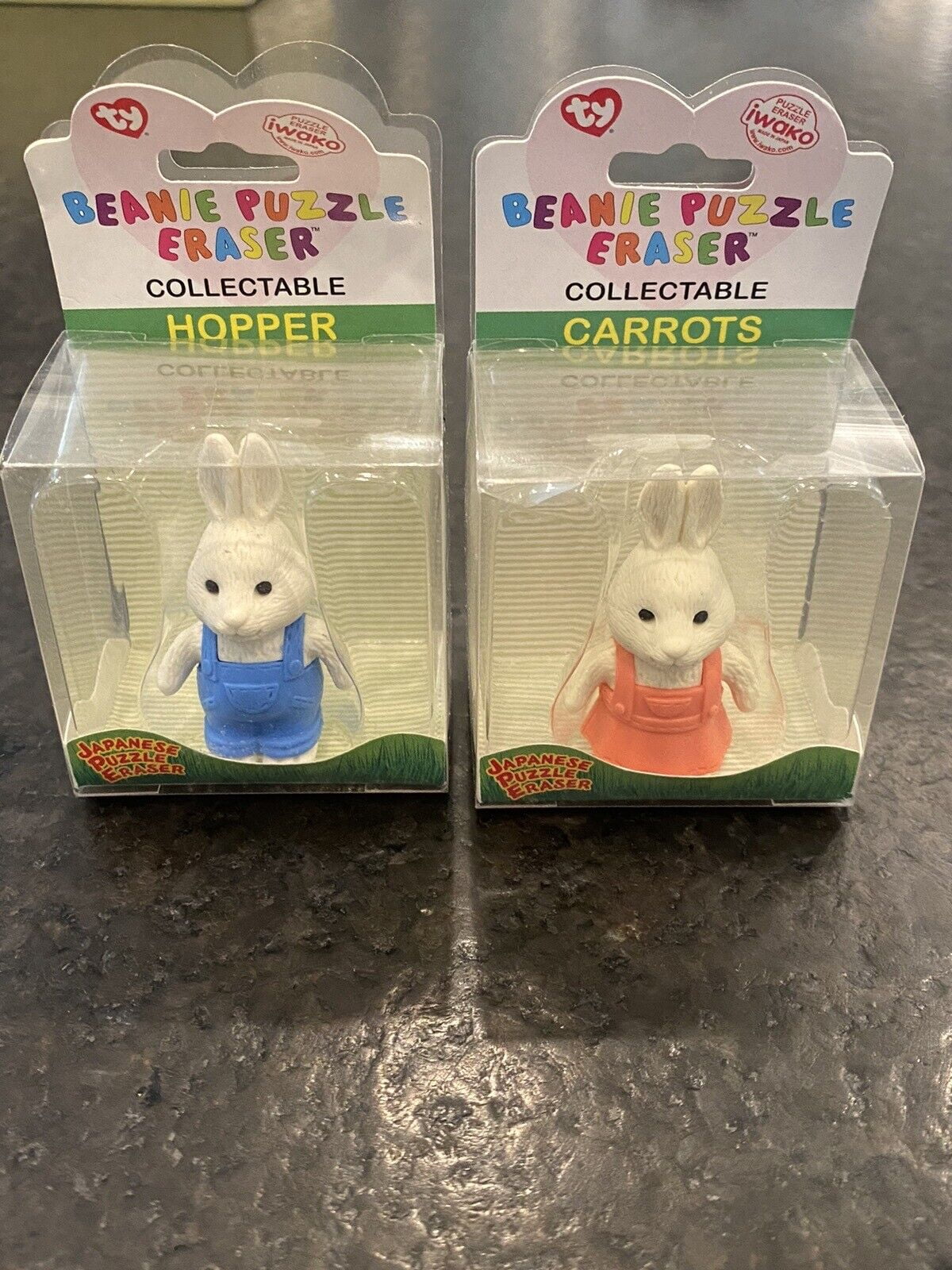 Ty Beanie Babies Eraserz - Hopper & Carrots Puzzle Erasers 1.5" Set of ...
