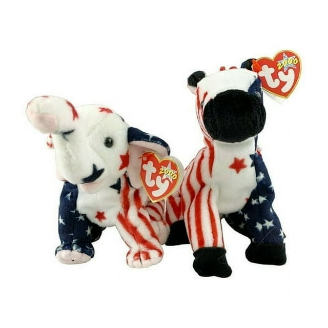 Ty Beanie Babies - Set Lefty and Righty Donkey and Elephant USA 2000 ...