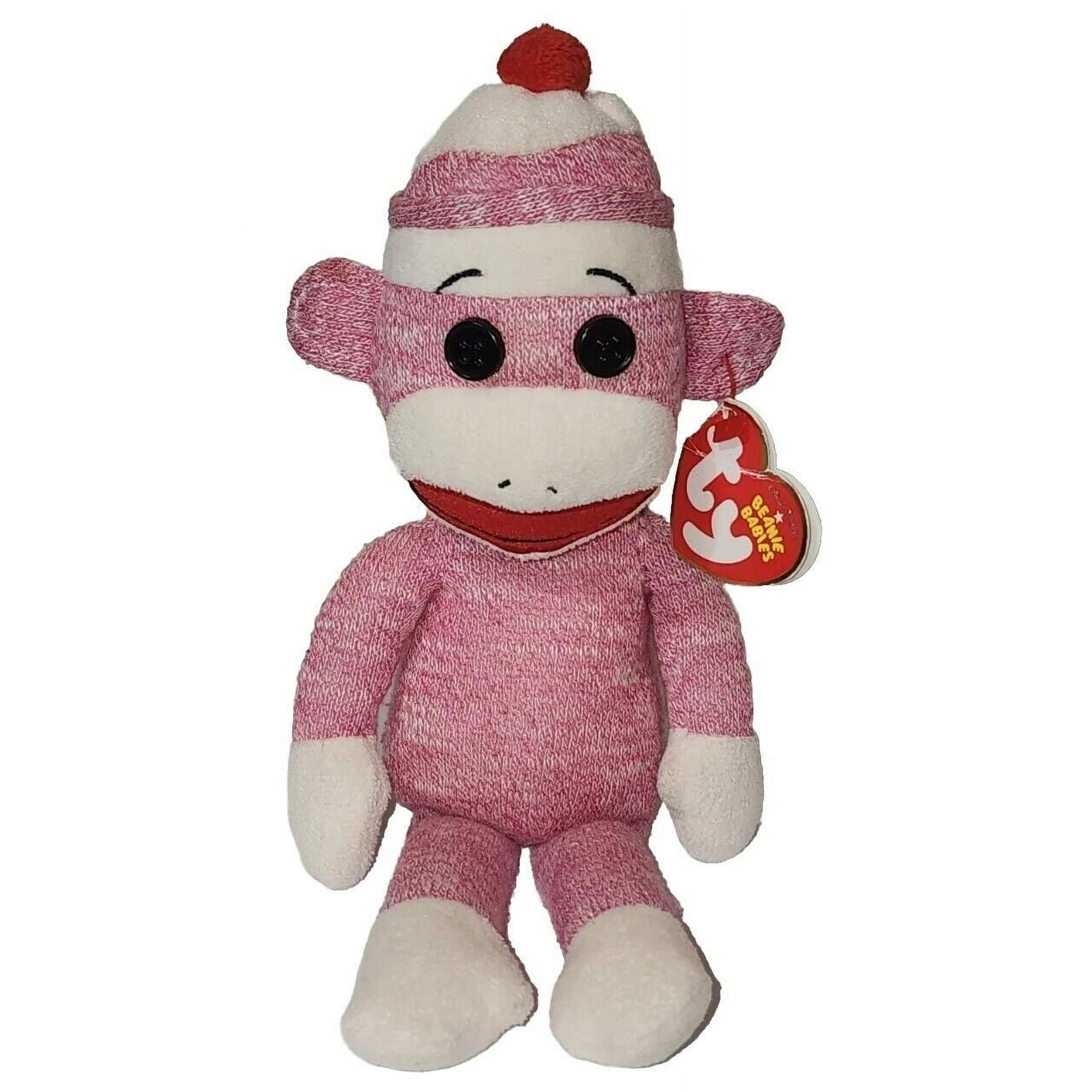 Ty Beanie Babies - Socks the Monkey (Pink 8.5" Plush) (BONUS ONE RANDOM ...