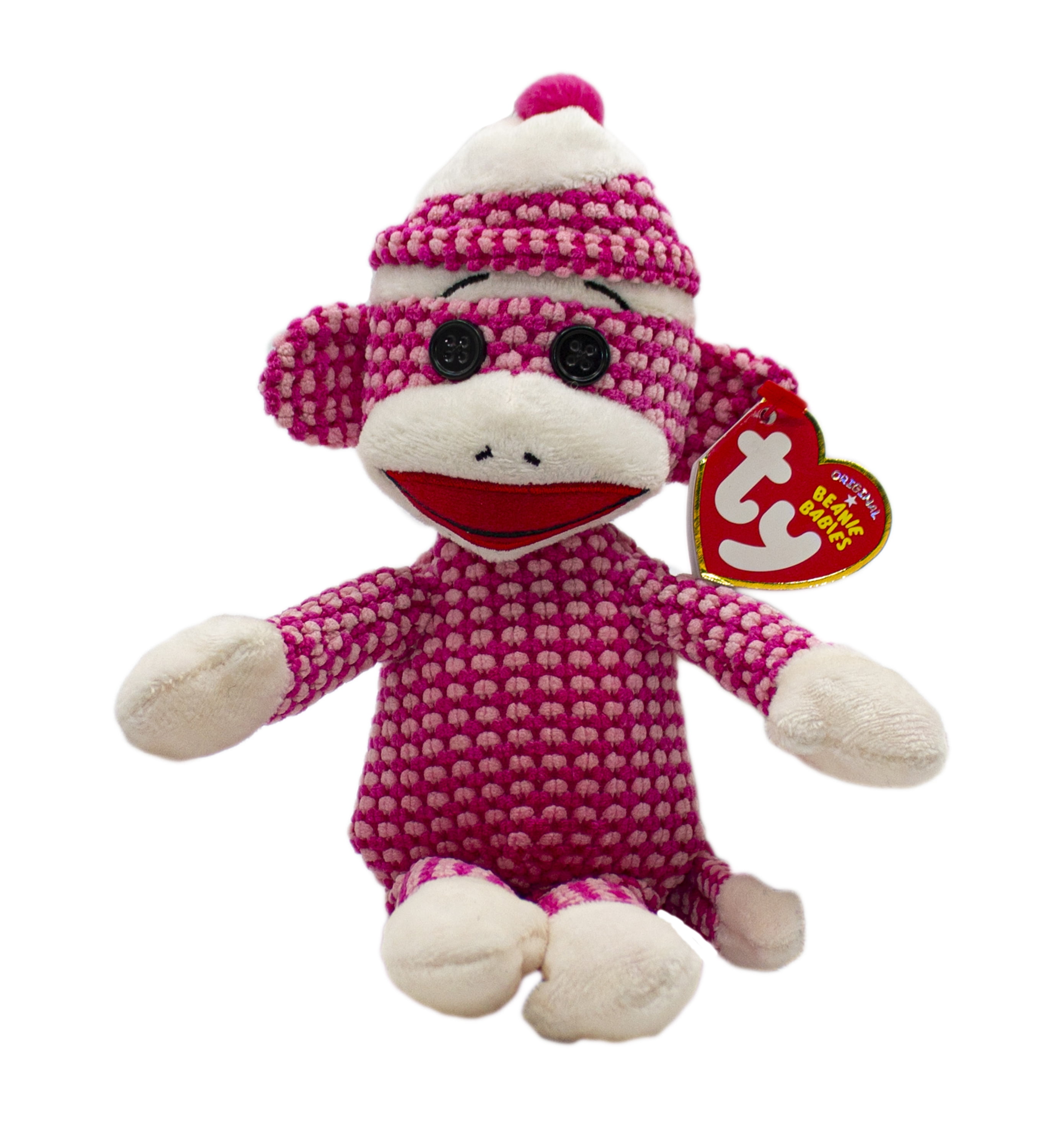 Ty Beanie Baby: Quilted Pink Sock Monkey | Stuffed Animal | MWMT ...