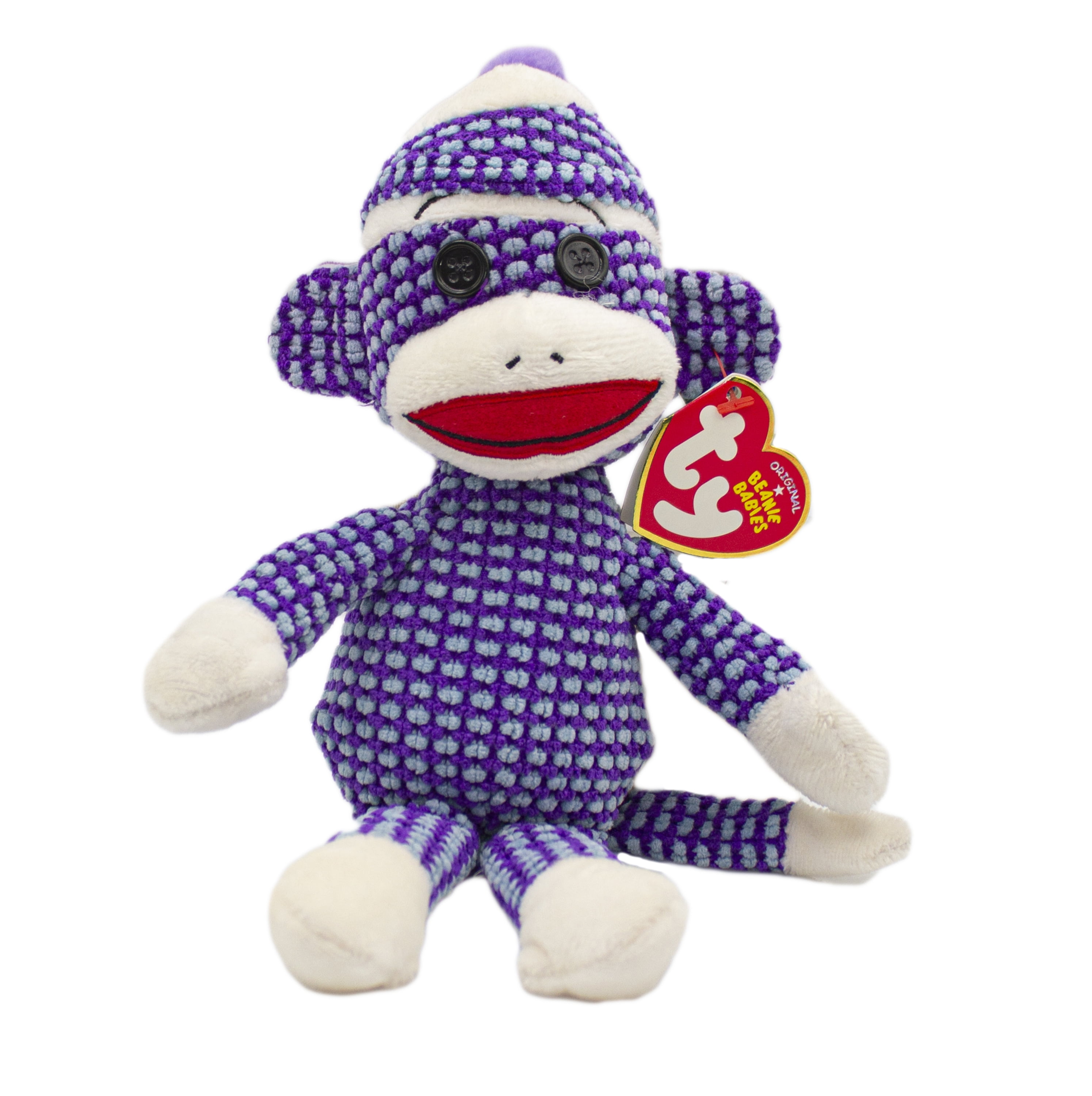 Ty Beanie Baby: Quilted Purple Sock Monkey | Stuffed Animal | MWMT ...