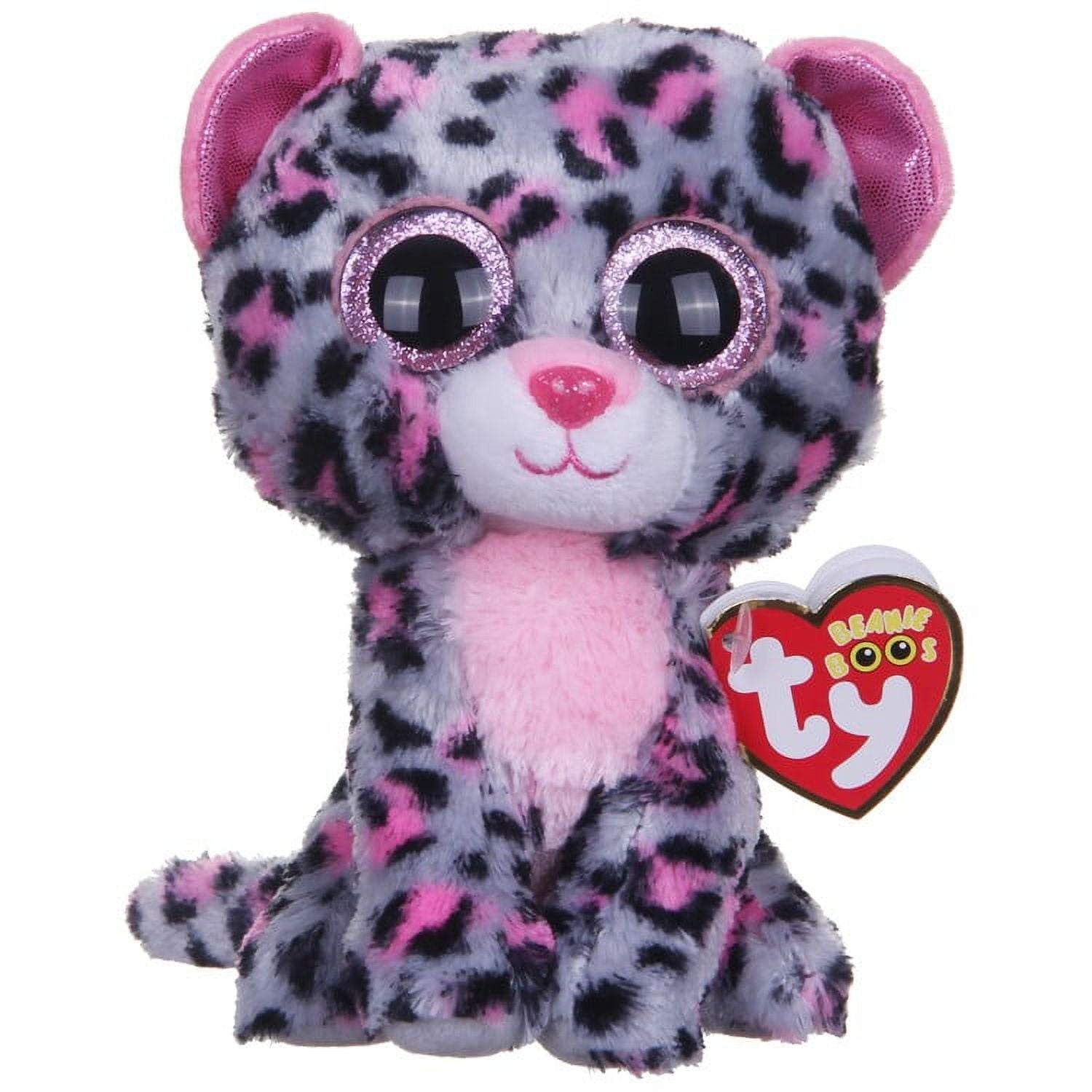Ty Beanie Boo 6" Tasha The Grey and Pink Leopard - 6 inch TY Leopard ...