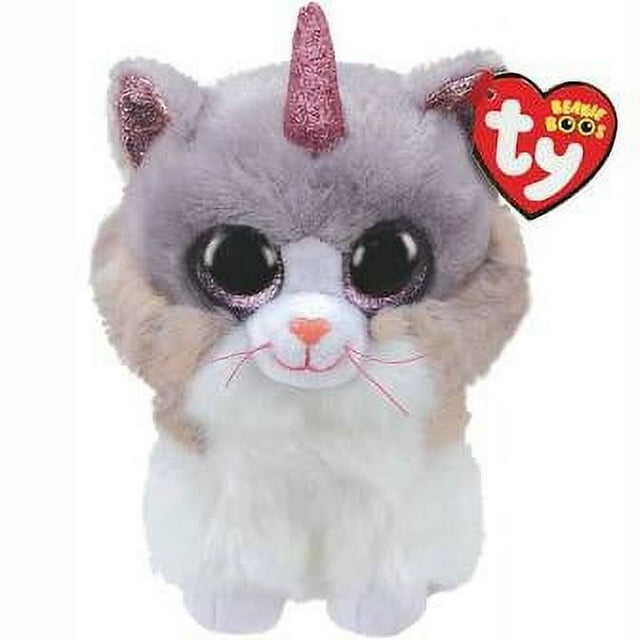 Ty Beanie Boos - Asher The Grey Cat Unicorn Plush (BONUS 1 RANDOM TY ...