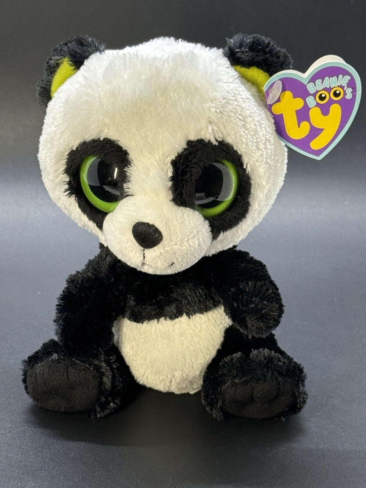 Ty Beanie Boos - BAMBOO (Green Solid Eyes) Panda Bear (Purple Hang Tag ...