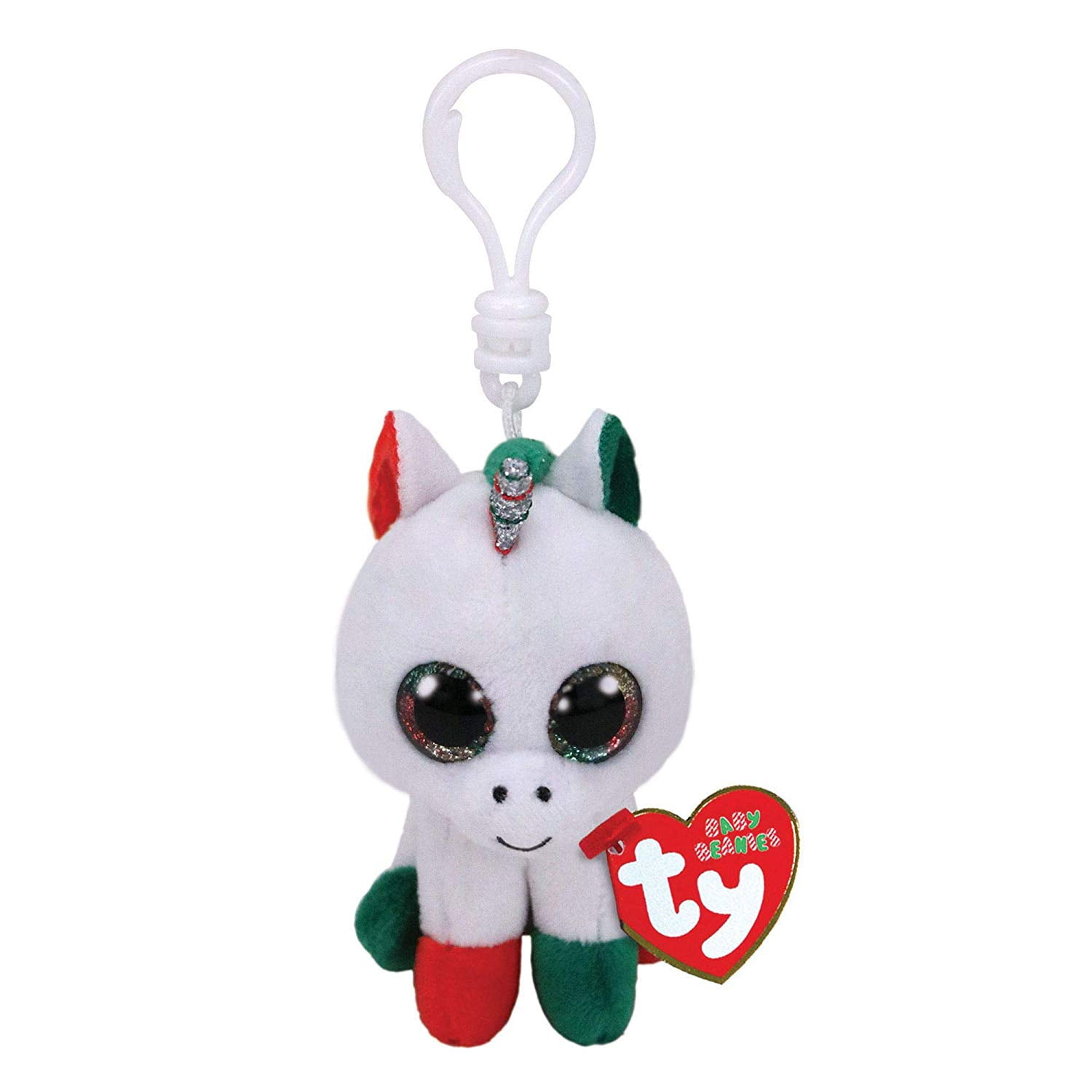 Ty Beanie Boos Christmas Candy Cane The Christmas Unicorn Clip With ...