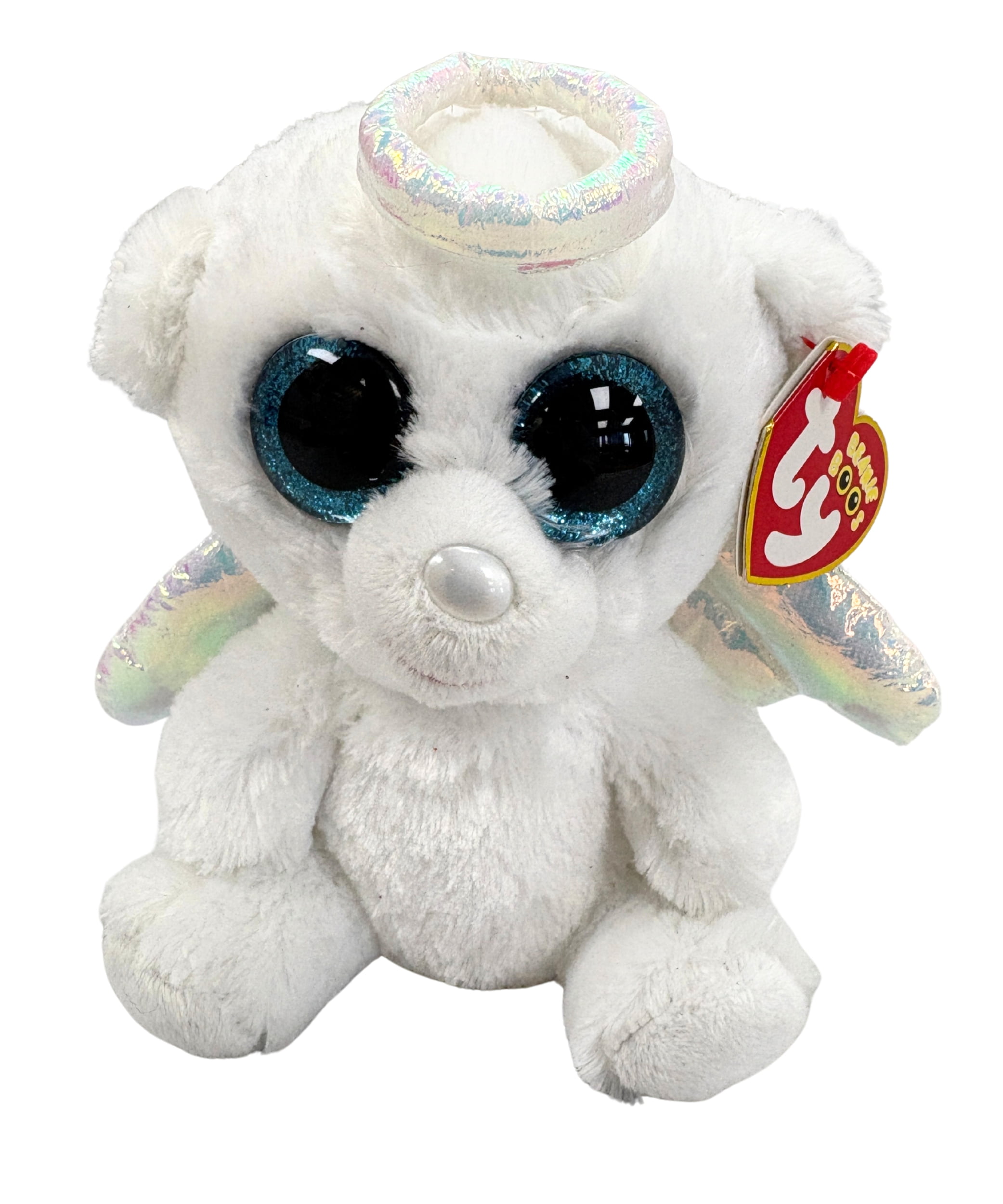 TY Beanie Boos - Sparkly Eyed HALO, 6 inch Plush White Angel Bear ...