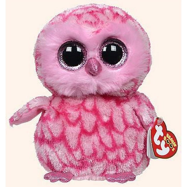 Ty Beanie Boos - PINKY the Pink Owl (Glittery Eyes) Regular Size 6 ...