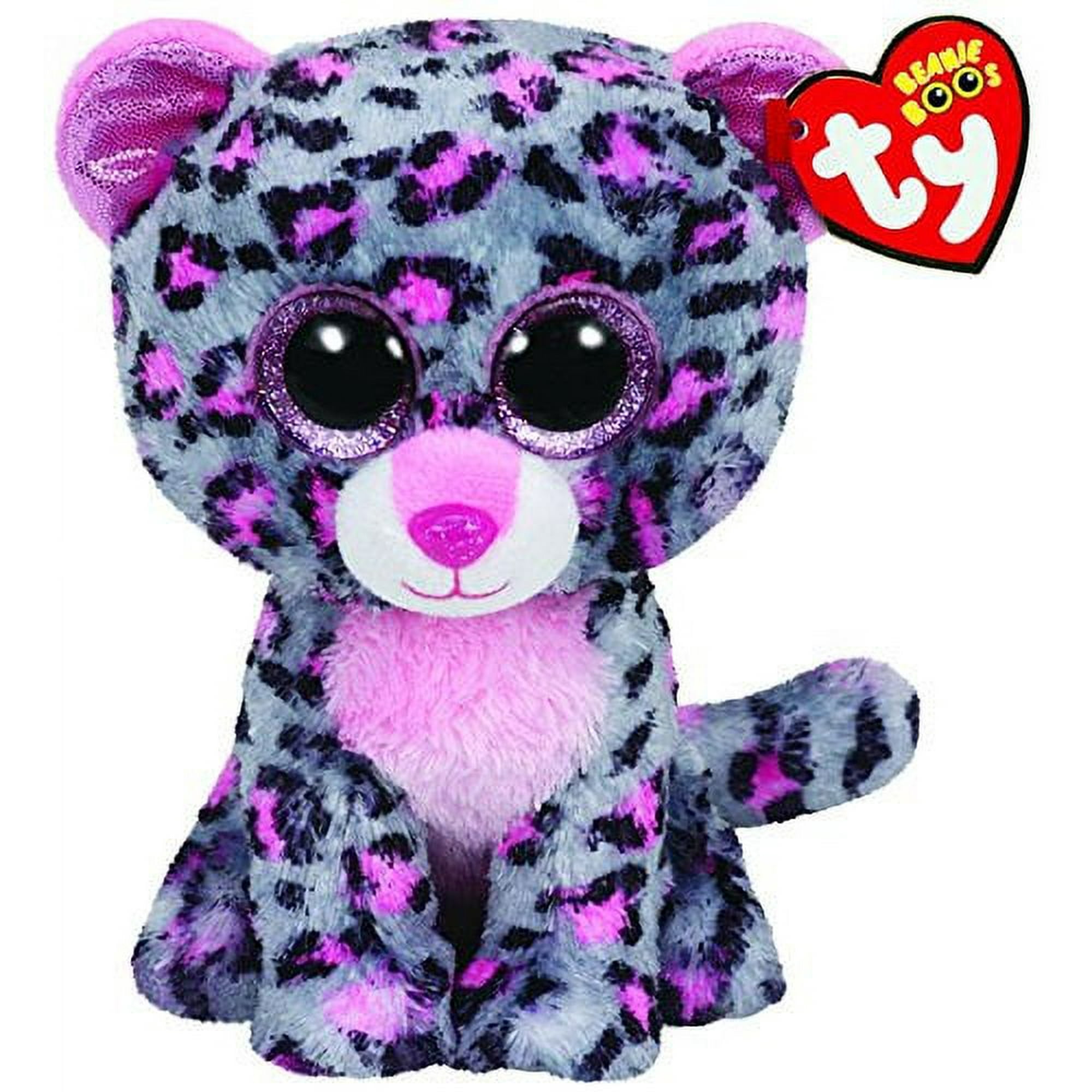 Ty Beanie Boos - TASHA the Grey and Pink Leopard (6" Plush Glittery ...