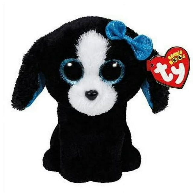 Ty Beanie Boos - TRACEY the Black & White Dog 6" Plush (Glittery Eyes ...