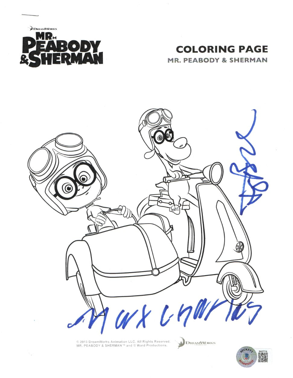 Ty Burrell Max Charles Signed Autographed Book Page Mr. Peabody ...