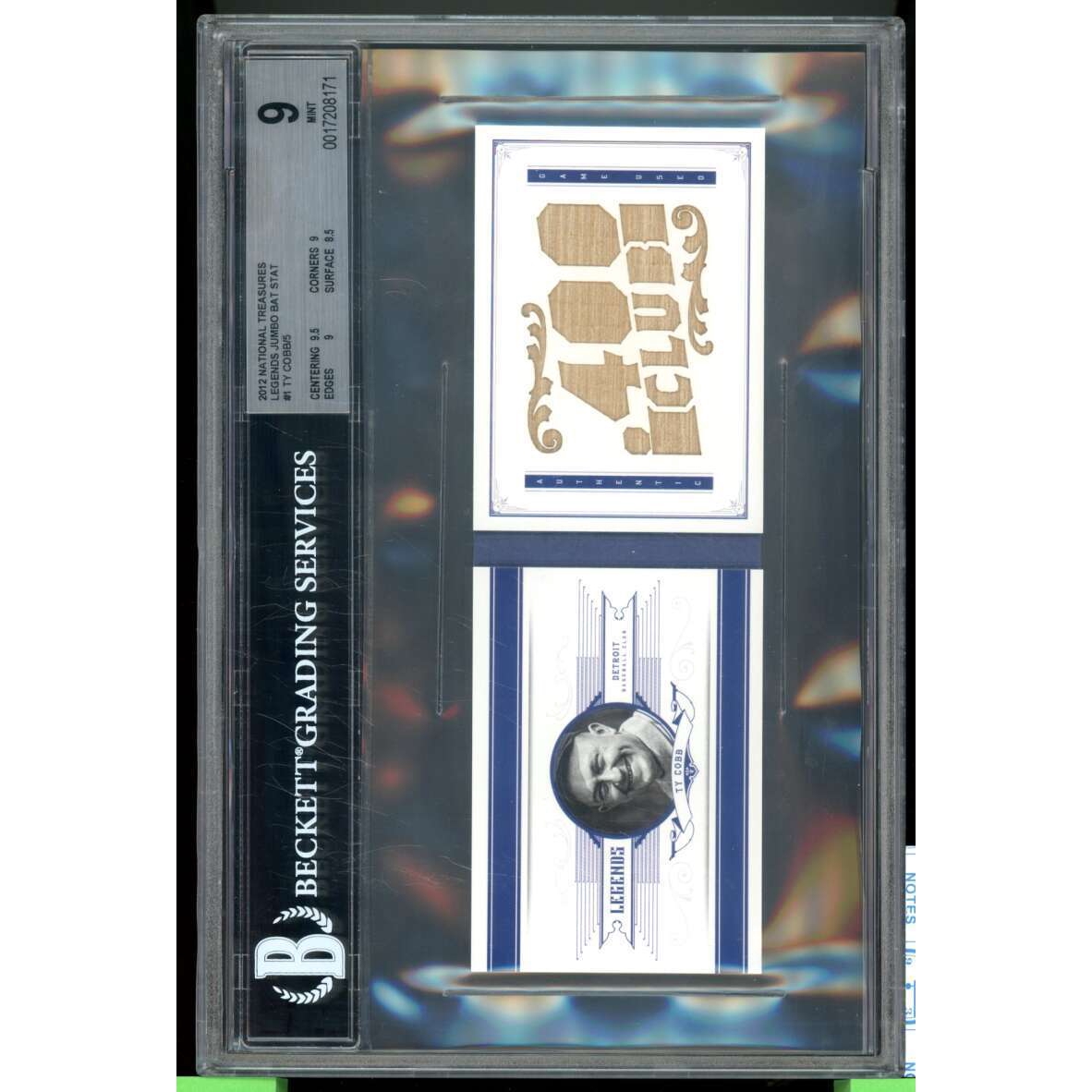 Ty Cobb Card 2012 National Treasures Legends Jumbo Bat Stat (#d 3/5) #1 ...