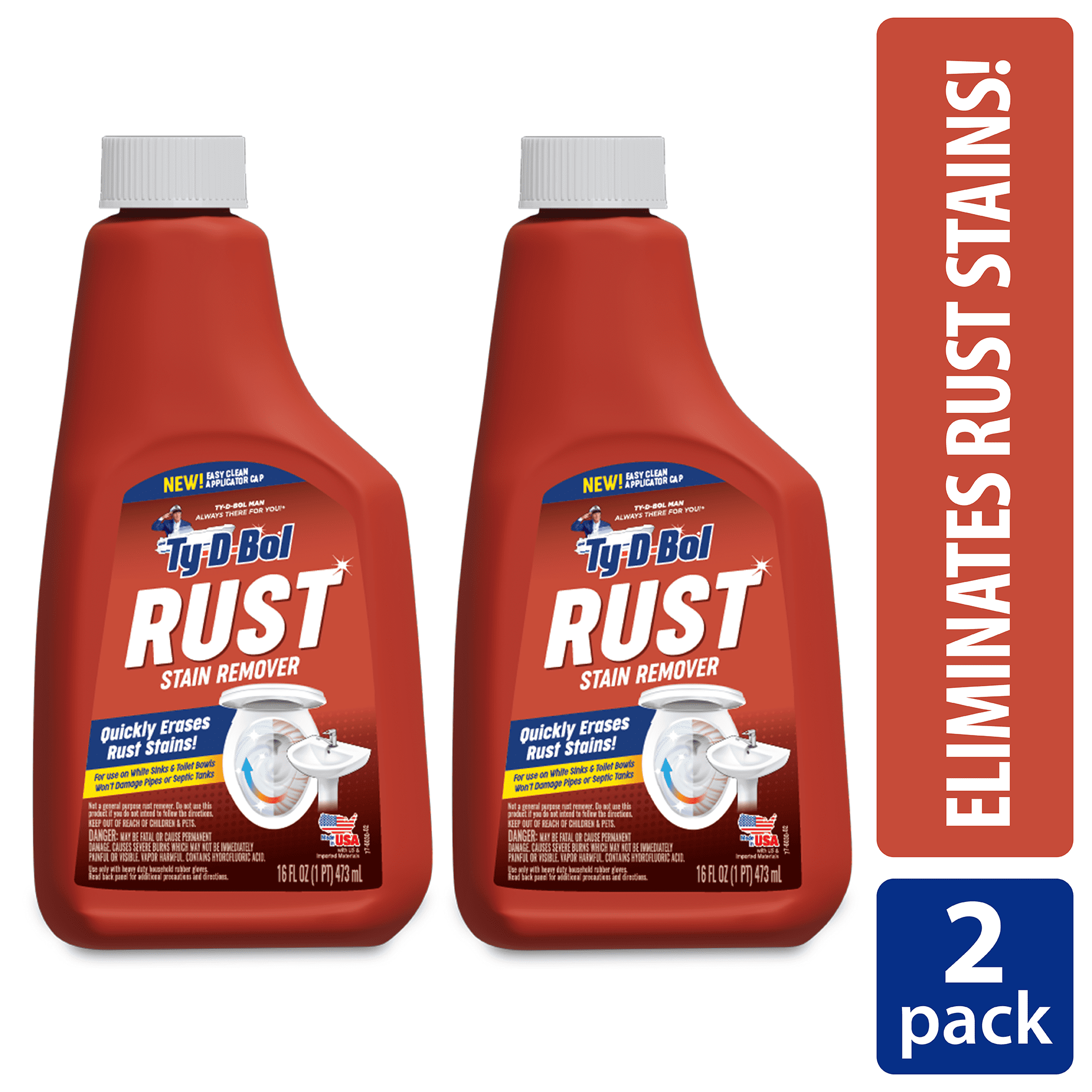 Ty-D-Bol Rust Remover Sink and Toilet Bowl Cleaner Liquid, 16 fl oz, 2 ...