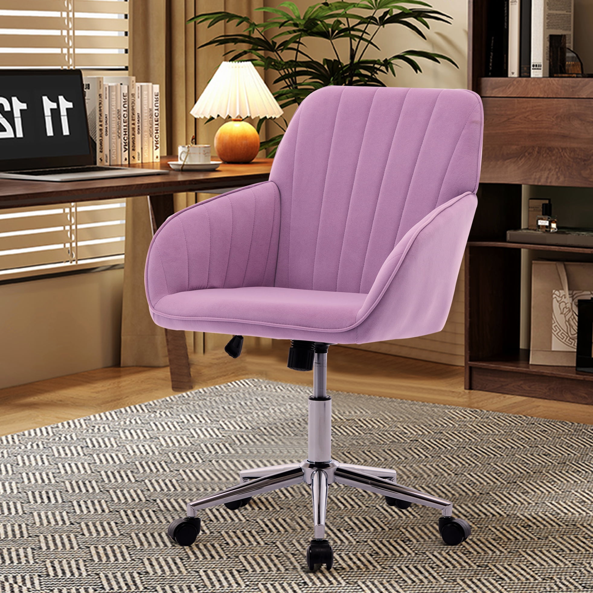 Ty Home Bedroom Office Chair, Ergonomic Lumbar Support, Velvet, Silver ...