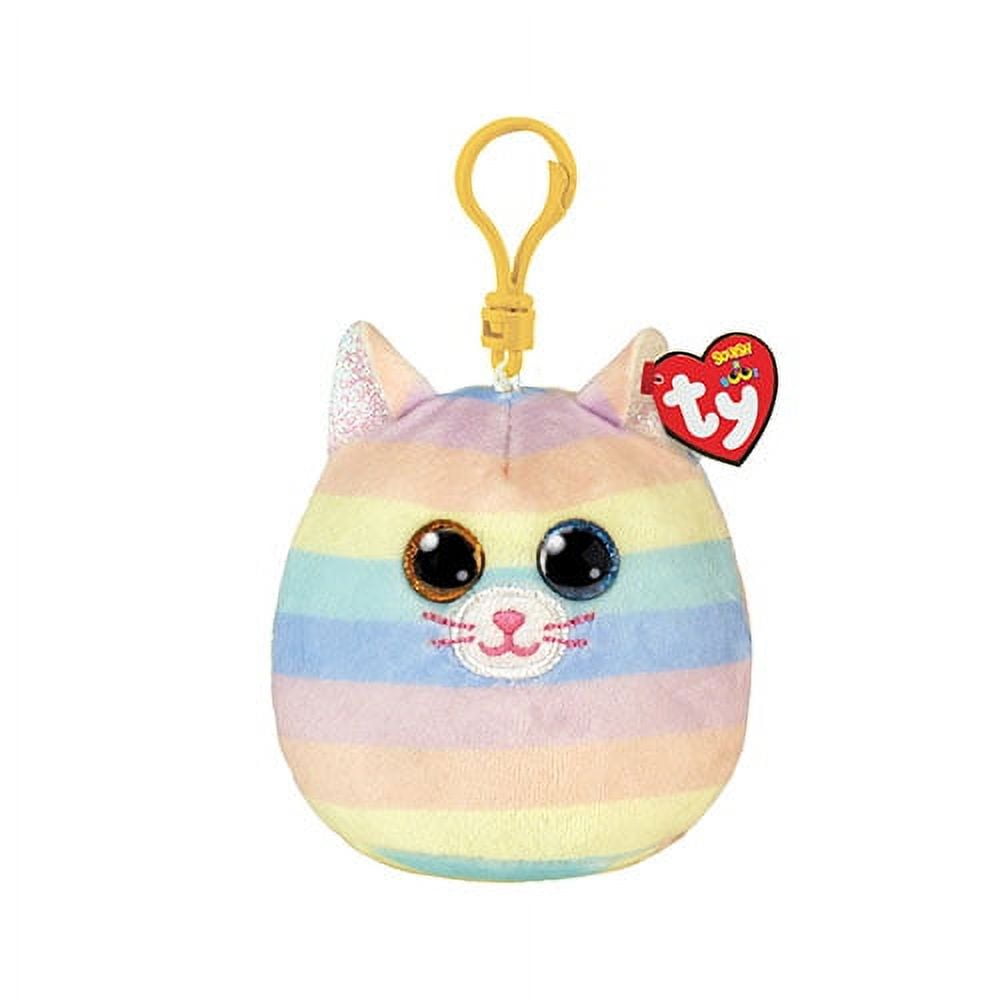 Ty Squish-a-Boos (Plastic Key Clip) - Heather the Pastel Striped Cat ...