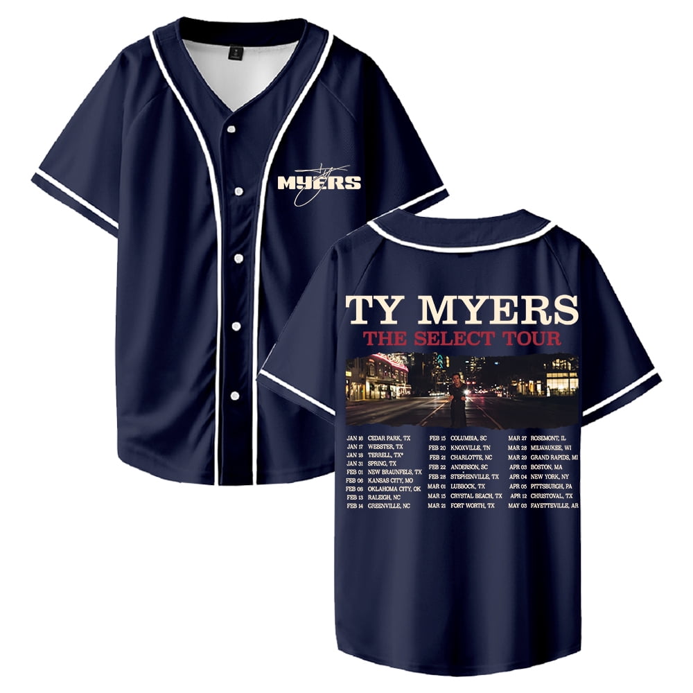 Ty Myers The Select Tour 2025 Baseball Jersey Short Sleeve Button-up Shirts Women Men Streetwear ...