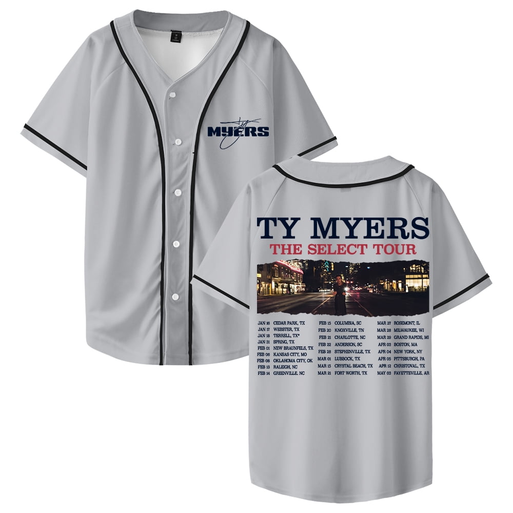 Ty Myers The Select Tour 2025 Baseball Jersey Short Sleeve Button-up Shirts Women Men Streetwear ...