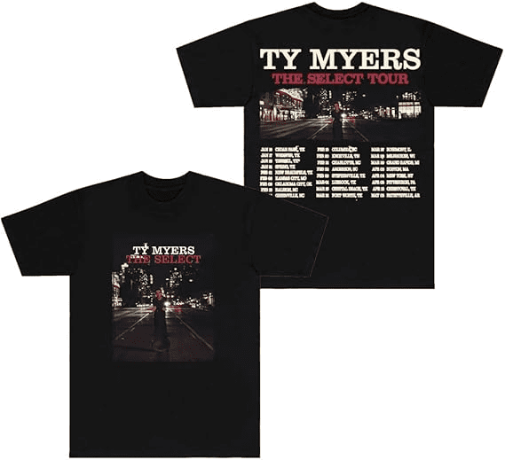 Ty Myers merch The Select Tour 2025 tshirt crewneck short sleeve tshirt ...