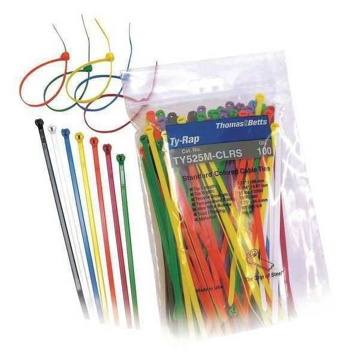 Ty-Rap Cable Tie Kit,Assorted,7.2 in,PK100 TY525M-CLRS - Walmart.com
