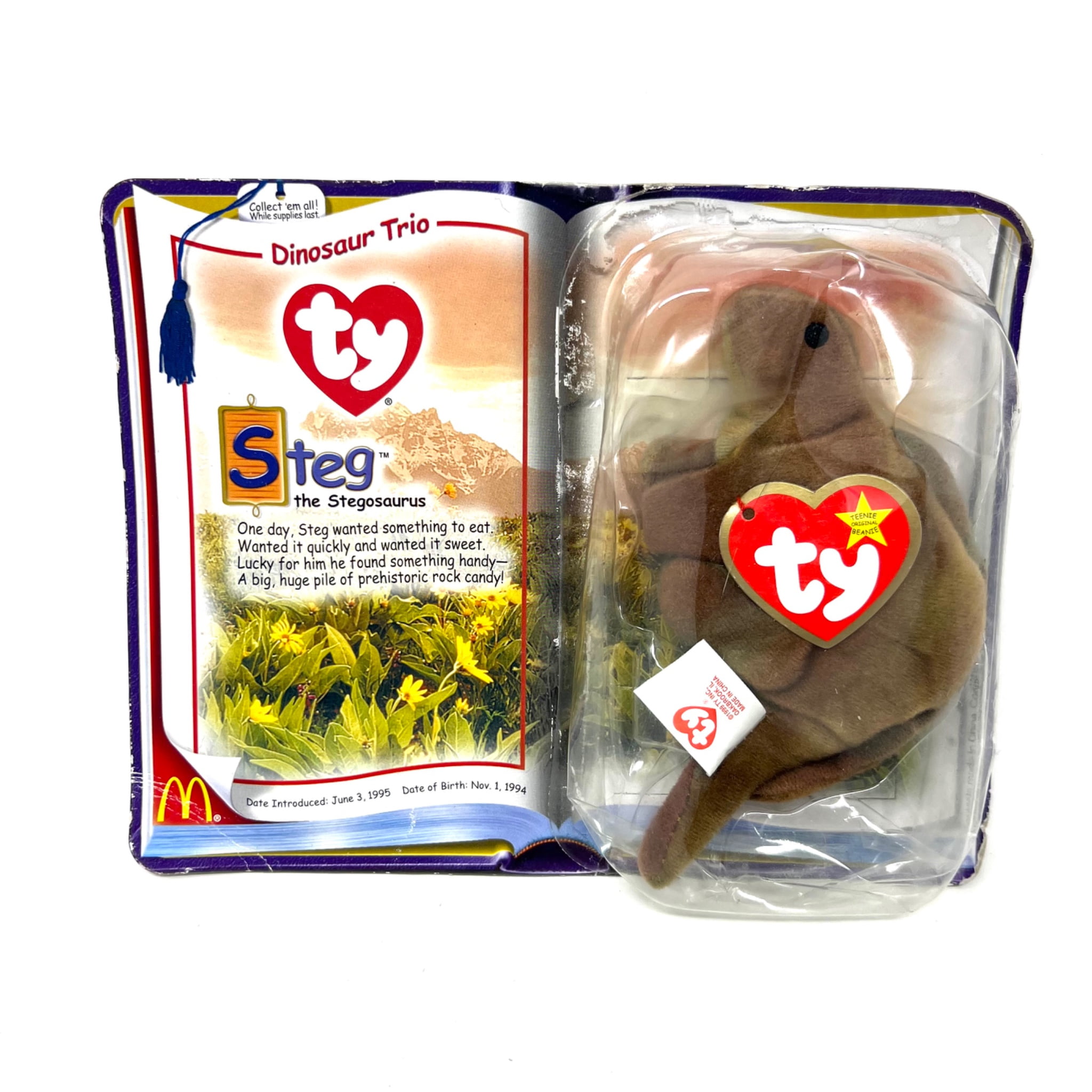 Ty Teenie Beanie Babies 2000 Steg Dinosaur Trio McDonalds Happy Meal ...