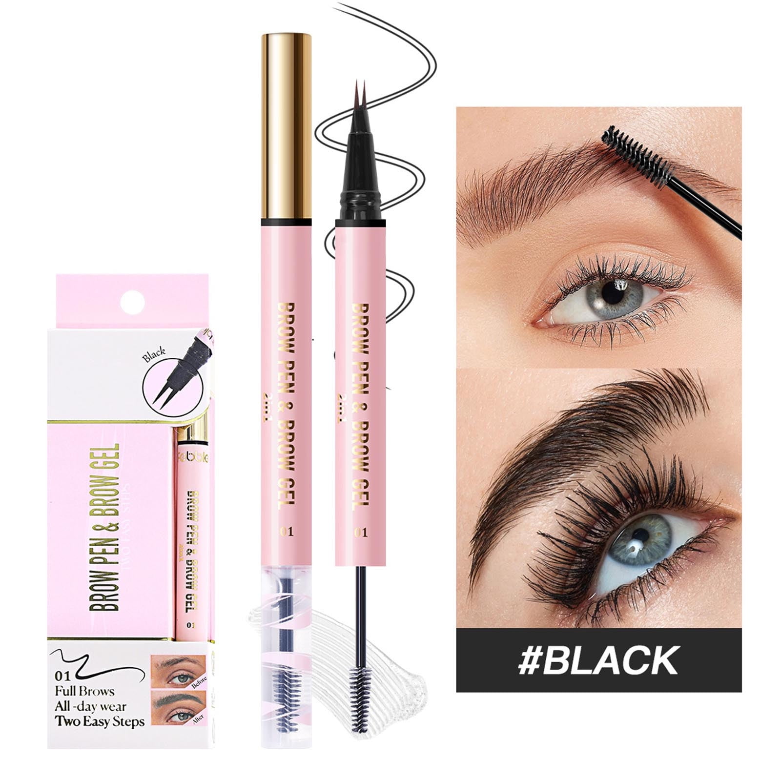 TyTqxy Brow Pen & Volumizing Gel 2-in-1 - Dual Tip for Hair-Like ...