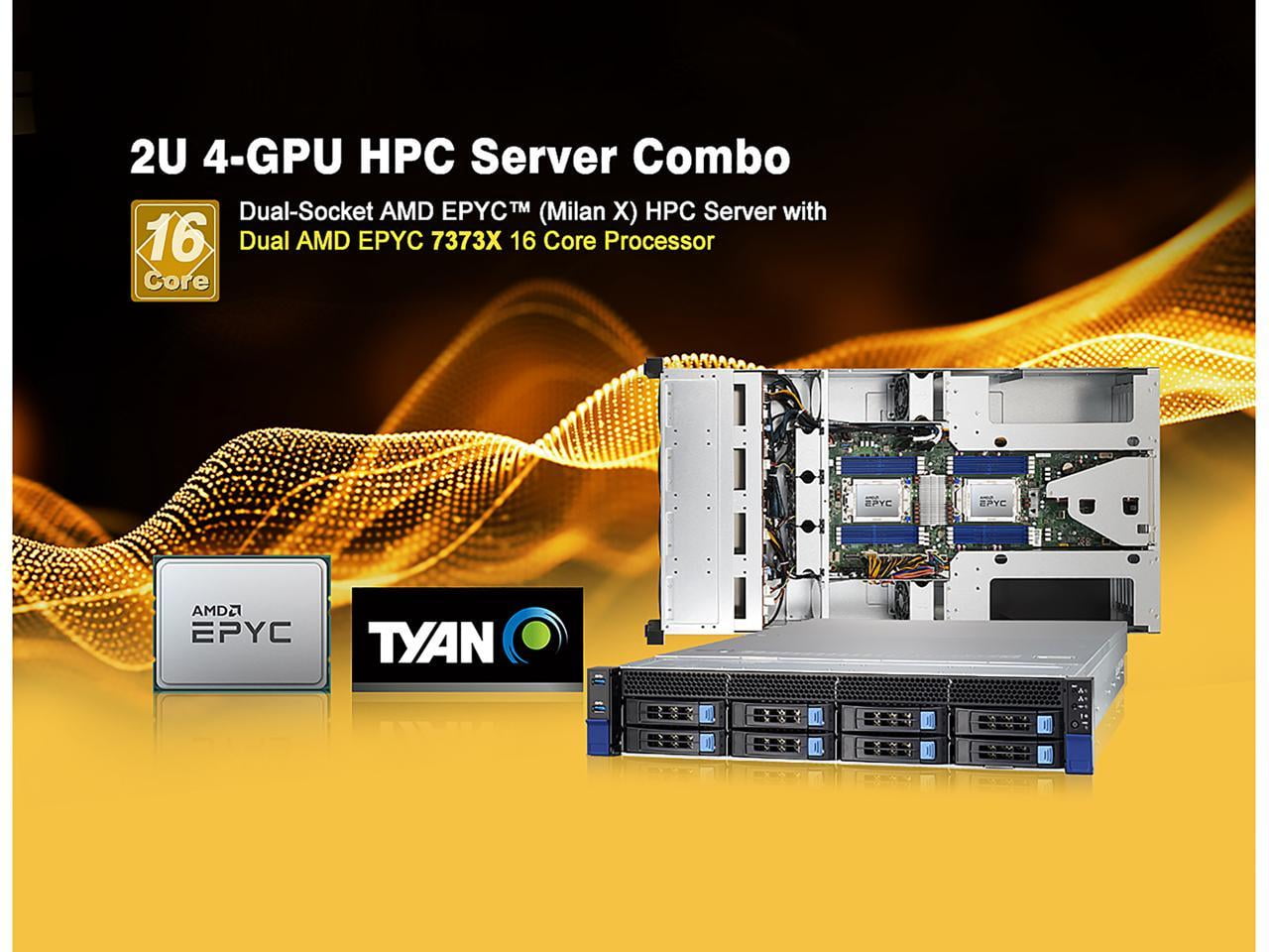 Tyan BS8251T83E8HR-2T-N 2U Barebone and AMD Dual Milan 7373X 16-Core ...