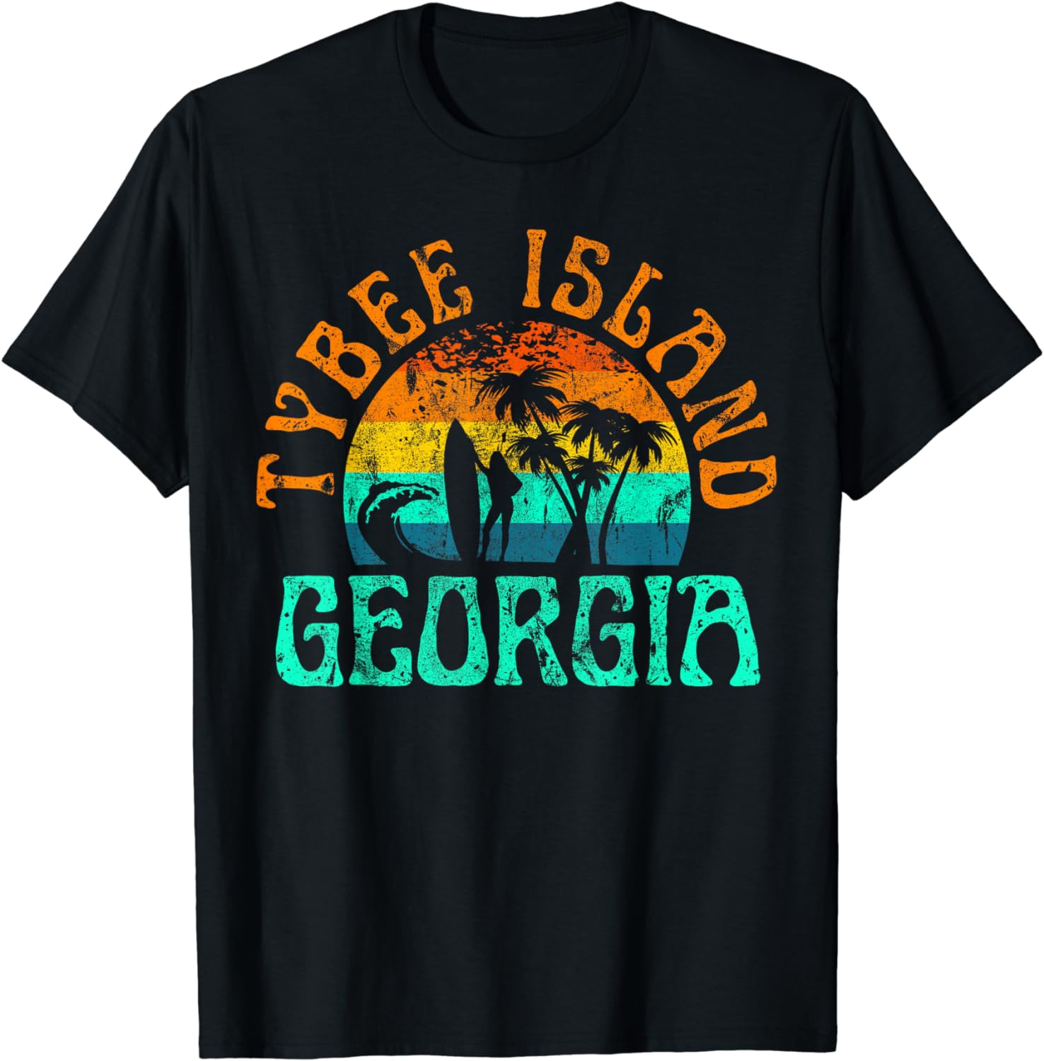 Tybee Island Georgia Surfing Beach Ocean Waves Surf Vintage T-Shirt ...