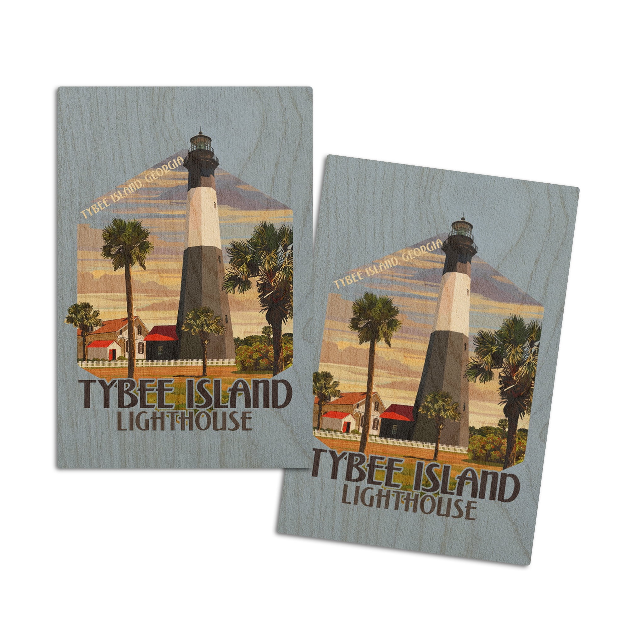 Tybee Island Light Station, Georgia, Contour (4x6 Birch Wood Postcards ...