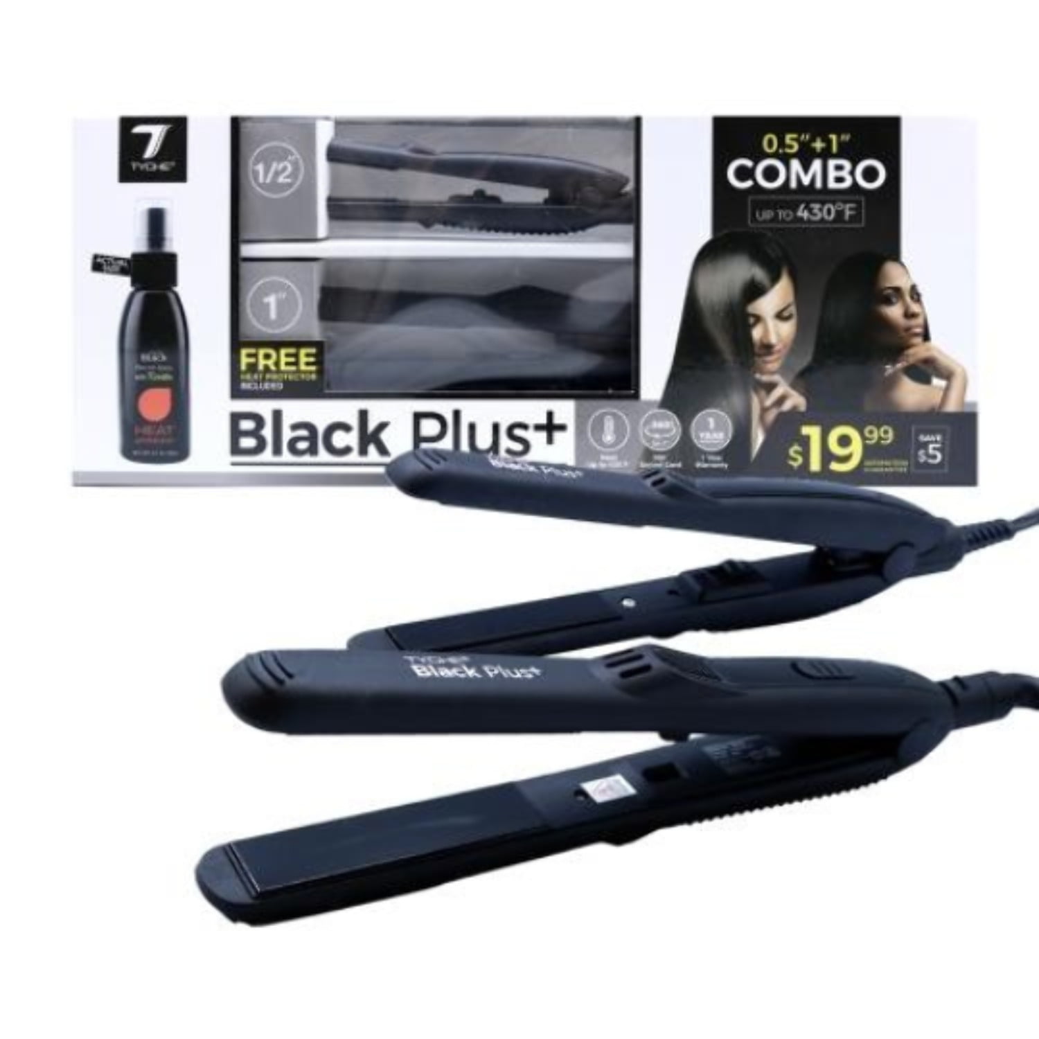 7 TONE Black Plus+ Flat Iron Combo Set – 0.5" 1" with Free Heat ...