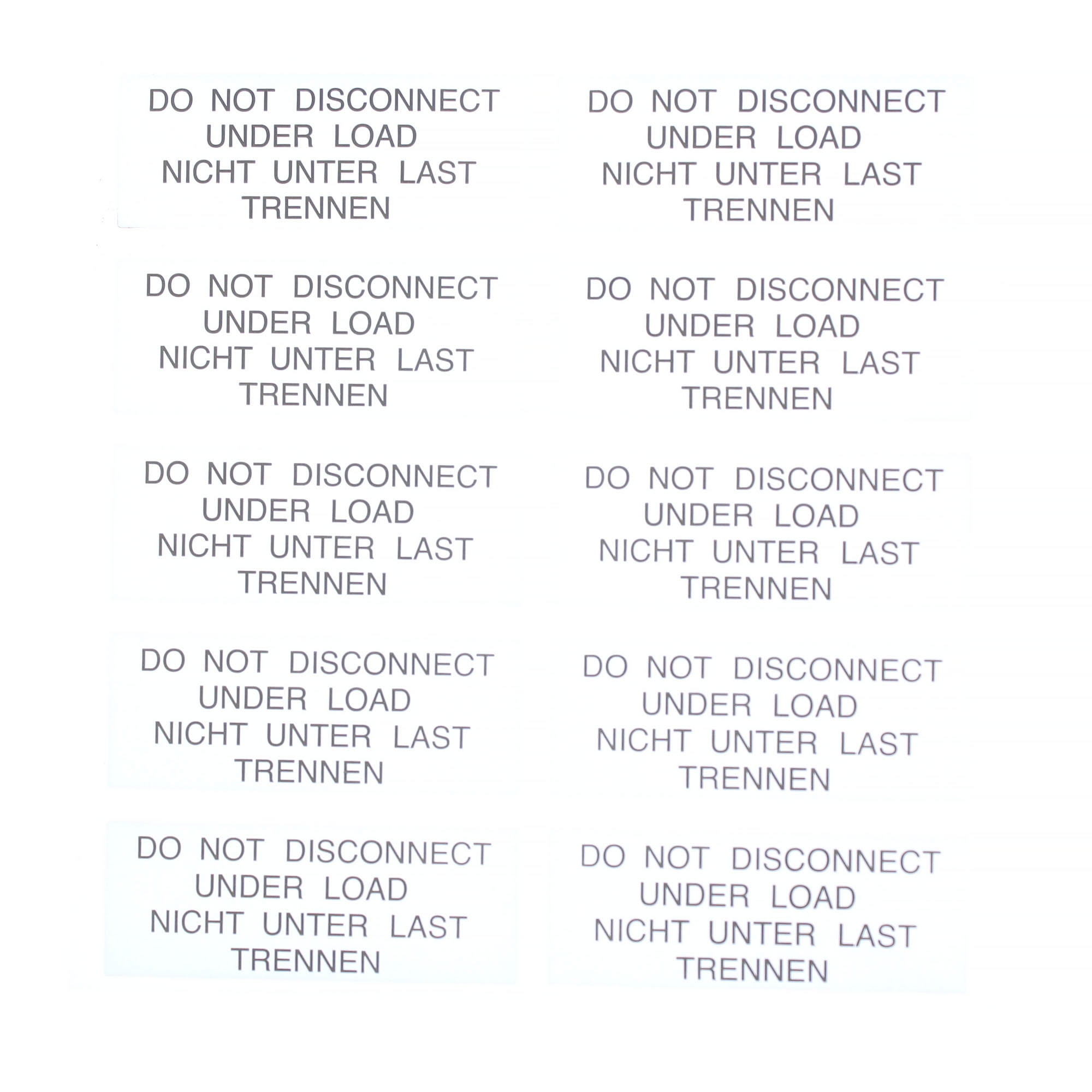 Tyco Electronics Do Not Disconnect Under Load Warning Label, White ...